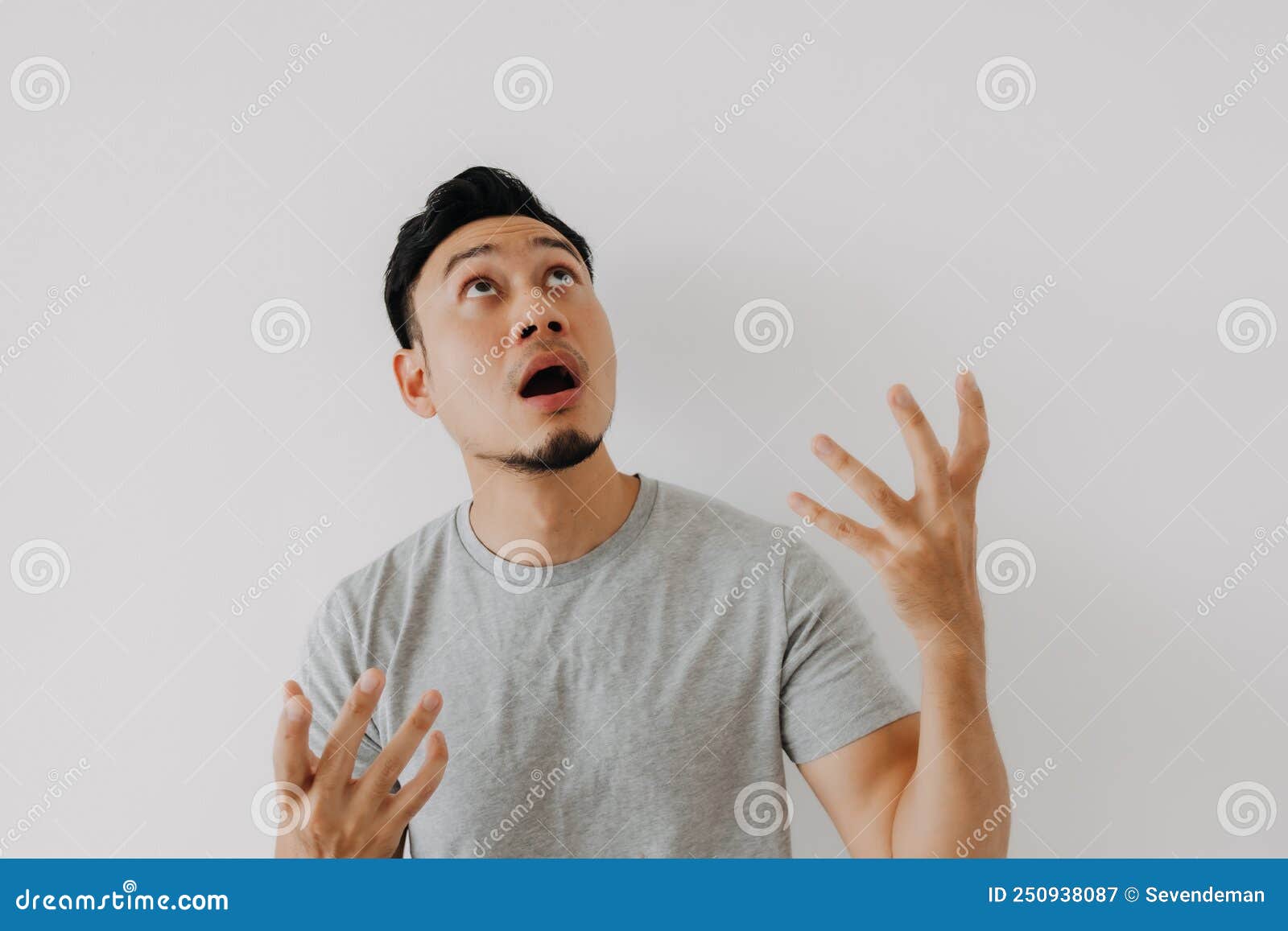 Man Surprise and Curious Face because of Something is Falling Down ...