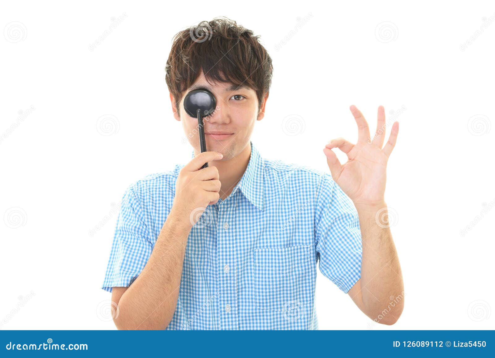 Man taking an eye test stock photo. Image of happy, care - 126089112