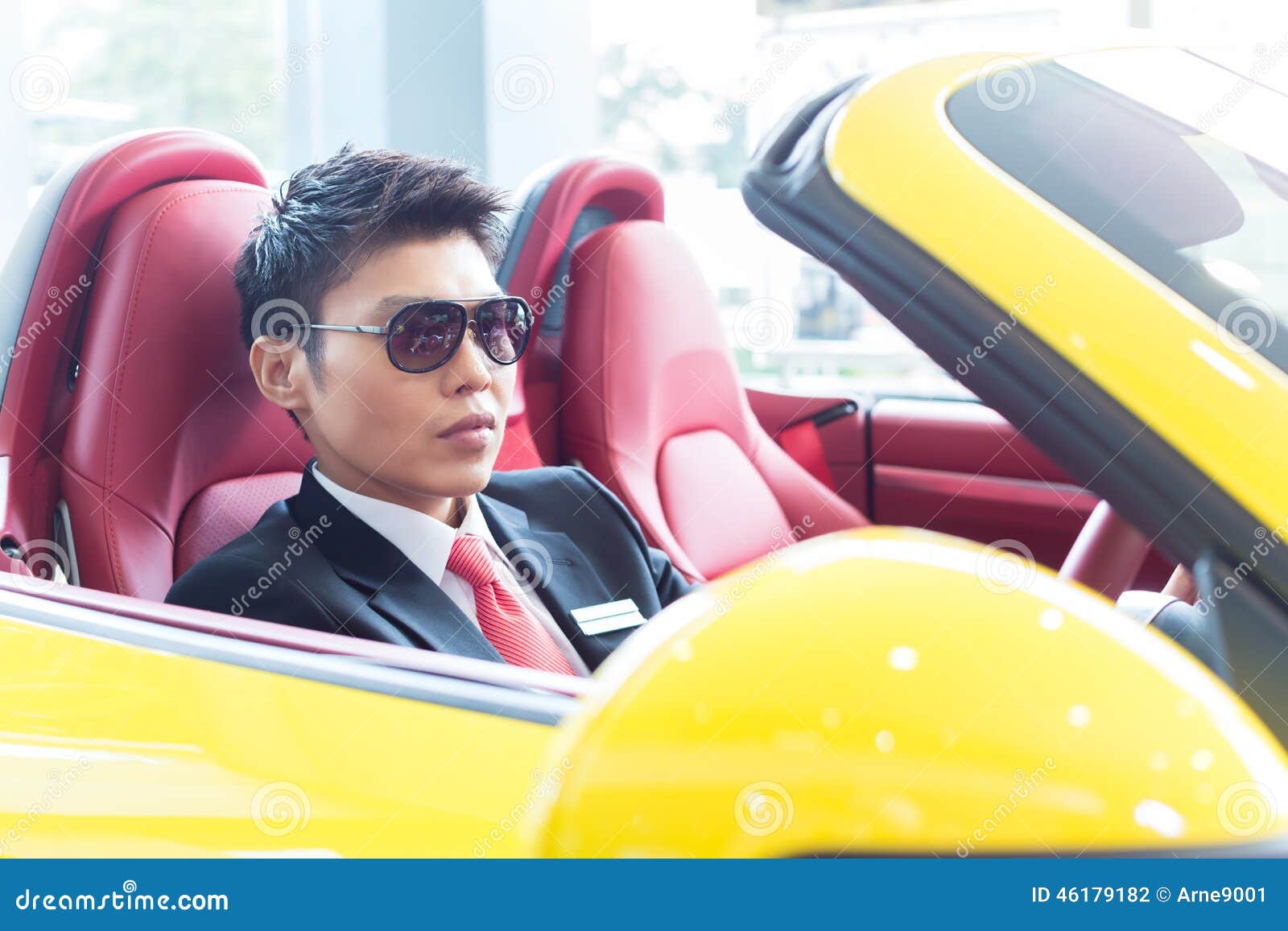 Asian Man Testing Sports Car Stock Photo - Image of shop, showroom ...