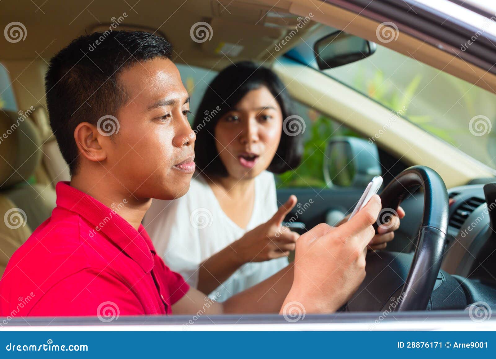 Asian Man Texting while Driving Stock Image - Image of driving, drive ...