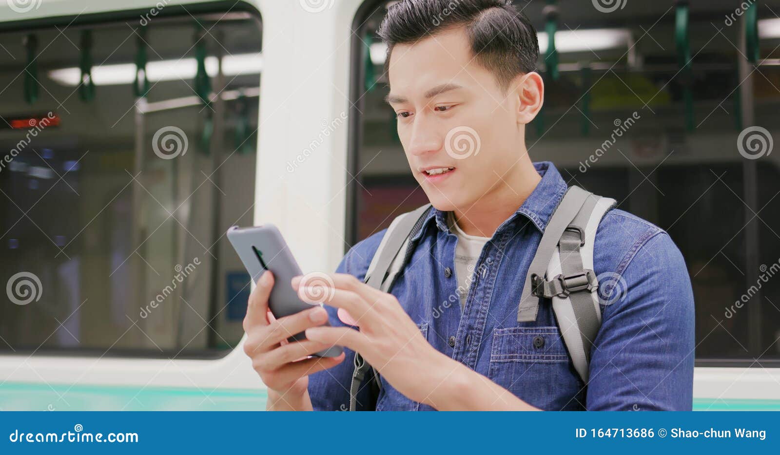 Asian Man Use 5G Smartphone Stock Photo - Image of metro, closeup ...