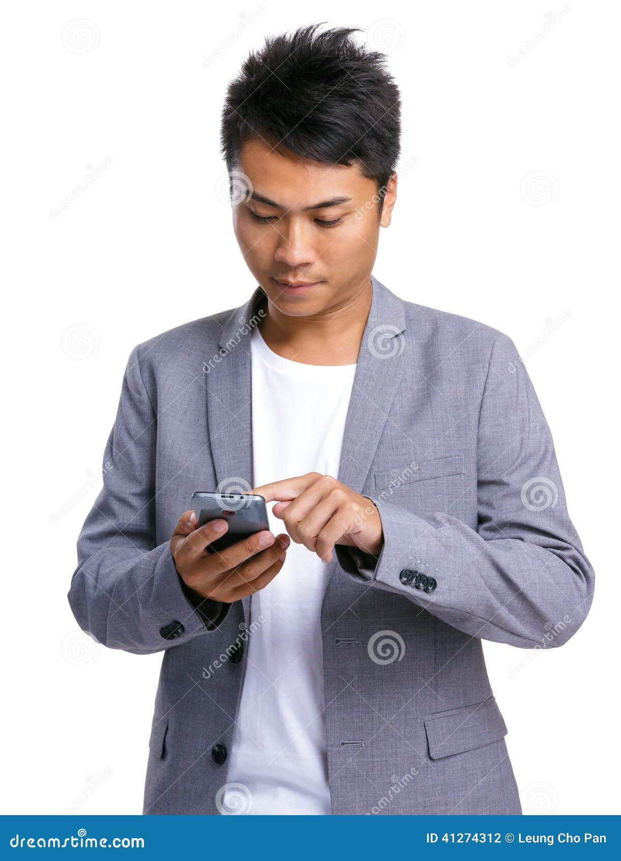 Asian man use phone stock photo. Image of joyful, male - 41274312