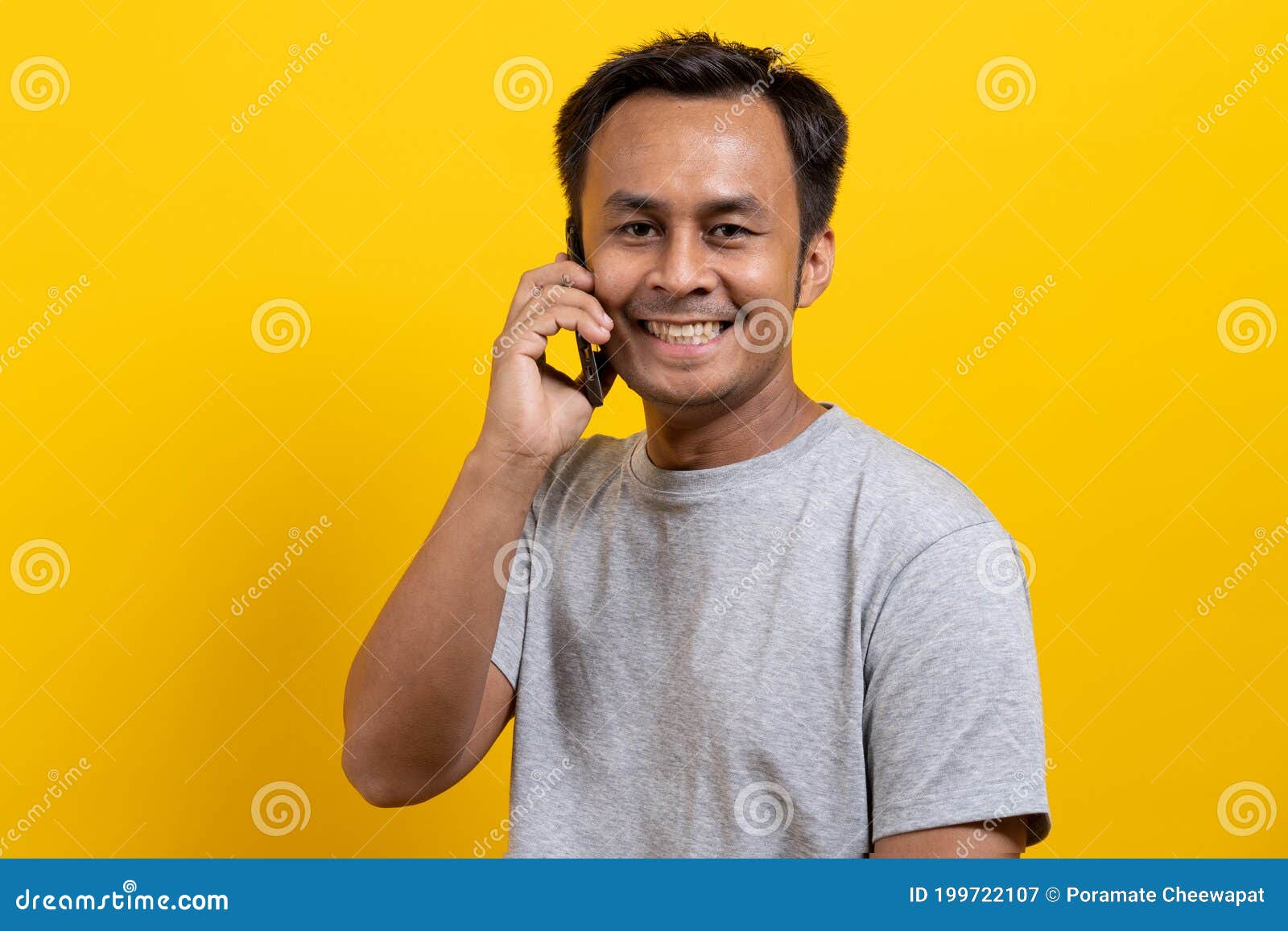 Man Using Mobile Phone Call and Smile Stock Image - Image of cellular ...