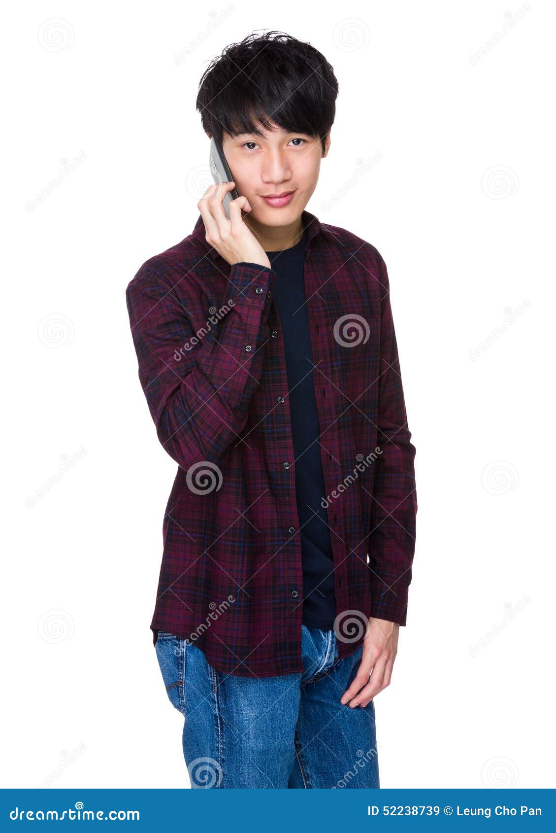 Asian Man Using Mobile Smart Phone Stock Image - Image of people ...