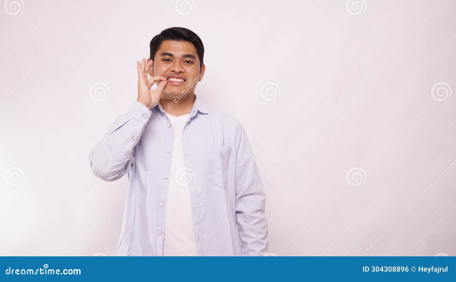 Asian Young Man Make an ASL American Sign Language Using His Hand Stock ...