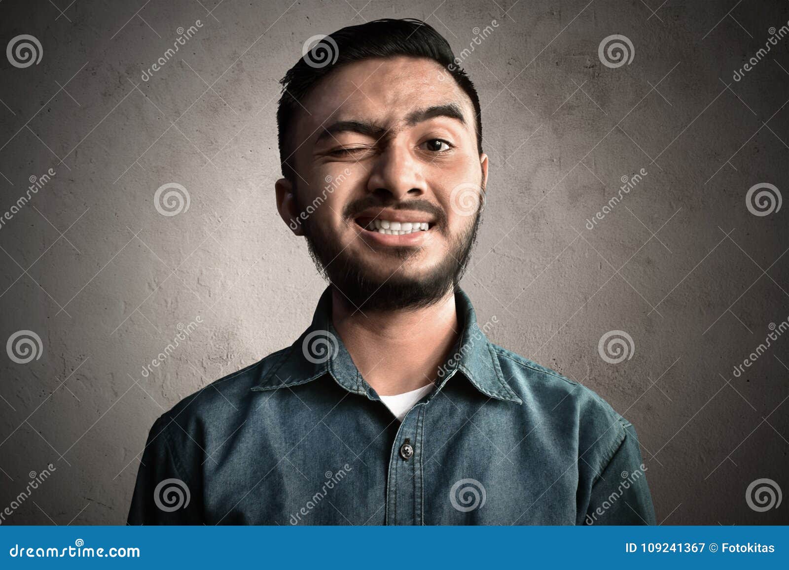 Asian Man Winking and Smile Expression Stock Image - Image of ...