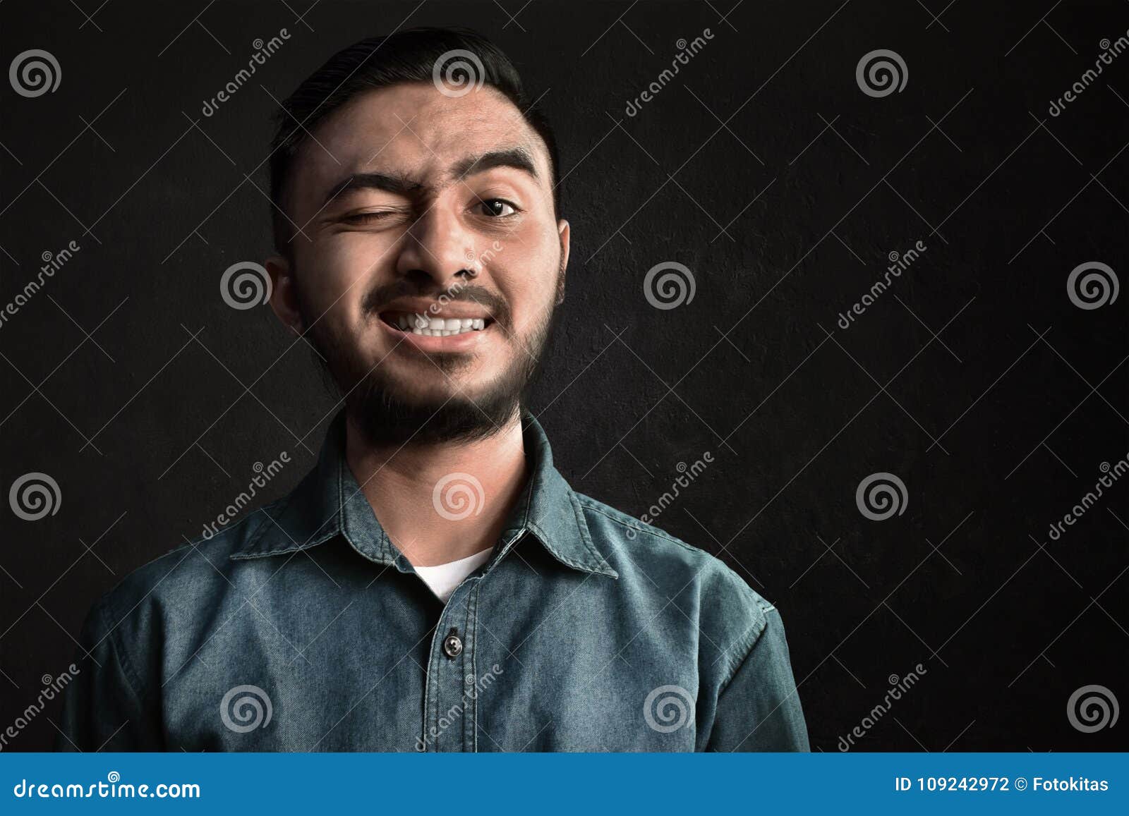 Asian Men Winking and Smile Expression Stock Photo - Image of gesture ...