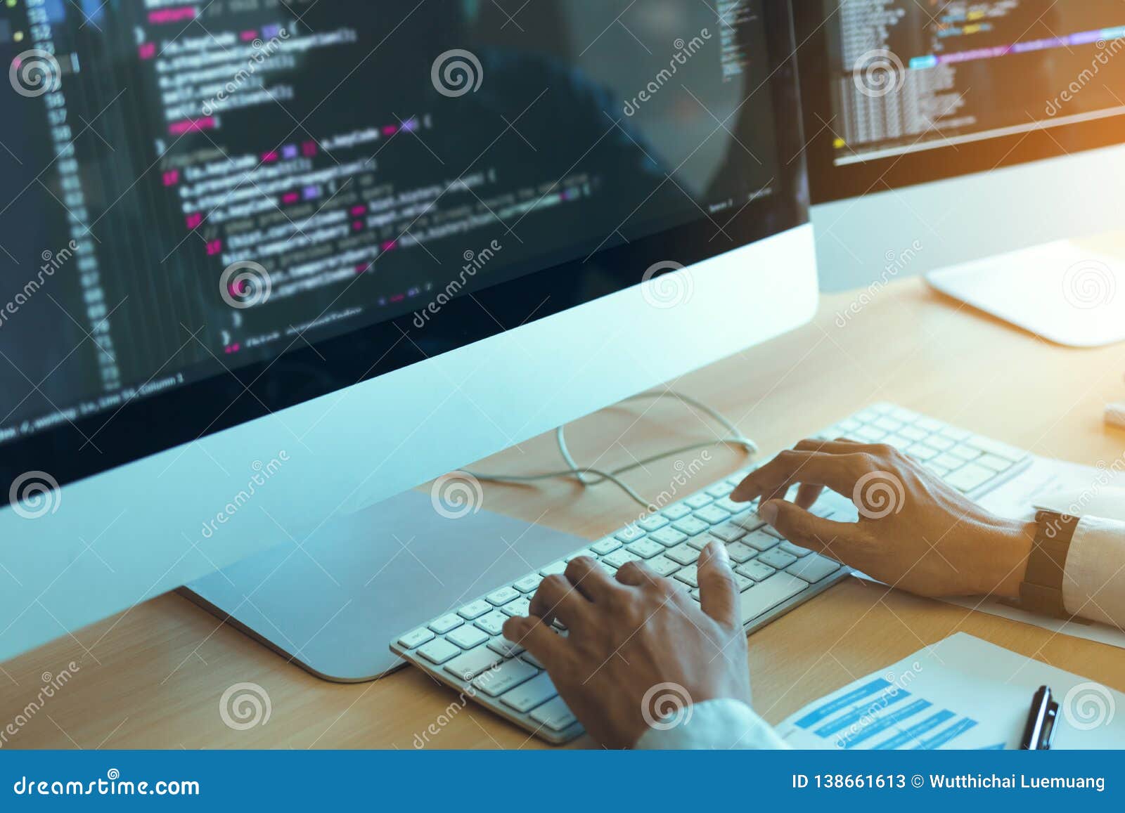 Asian Man Working Code Program Developer Computer Web Development Working Design Software On