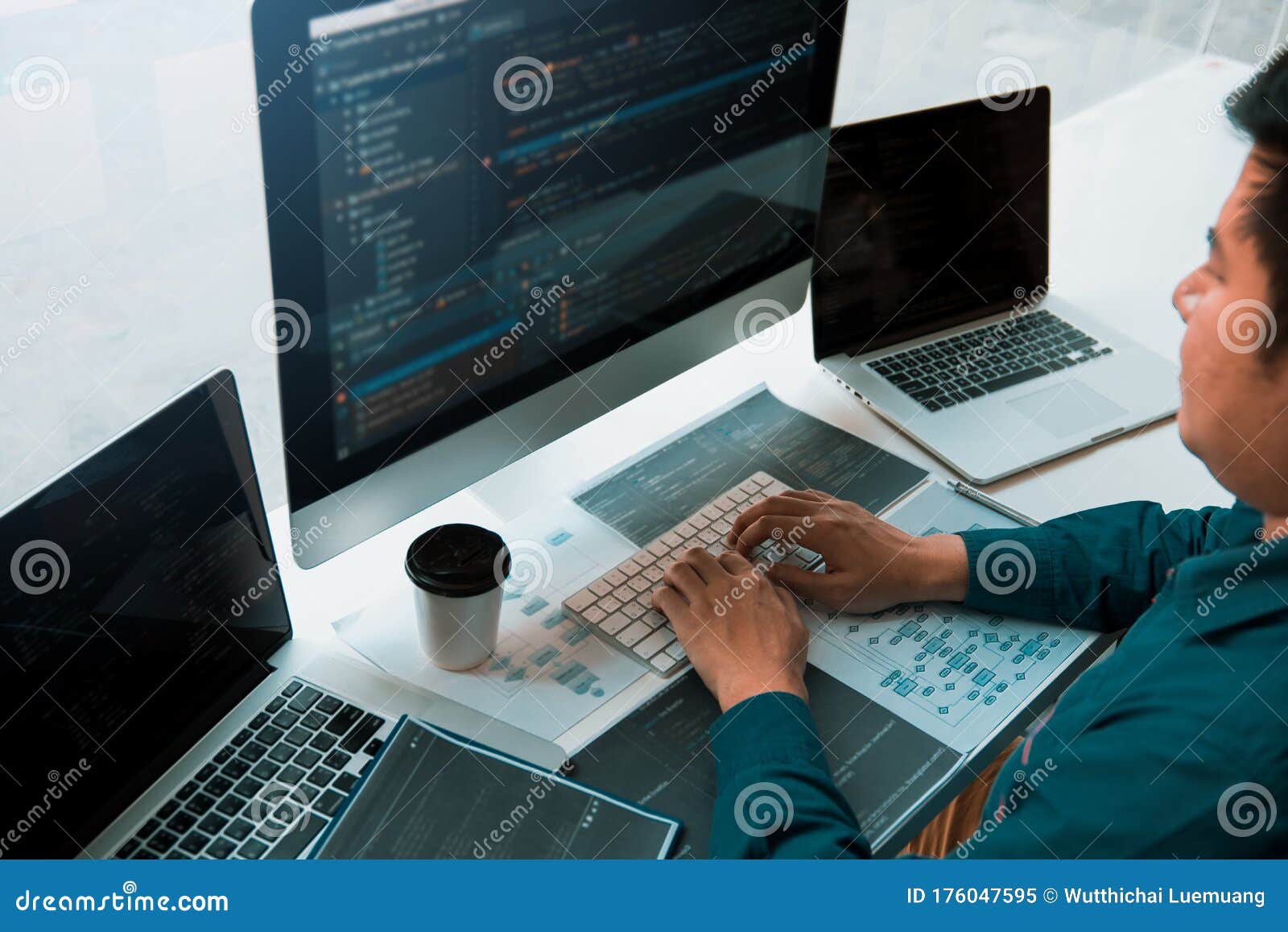 Asian Man Working Code Program Developer Computer Web Development ... Asian Man Working Code Program Developer Computer Web Development ...