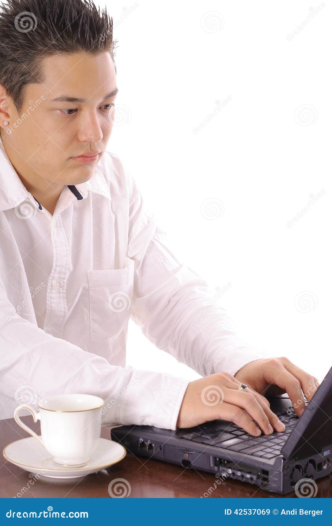 Asian Man Working on Computer Stock Image - Image of computer ...