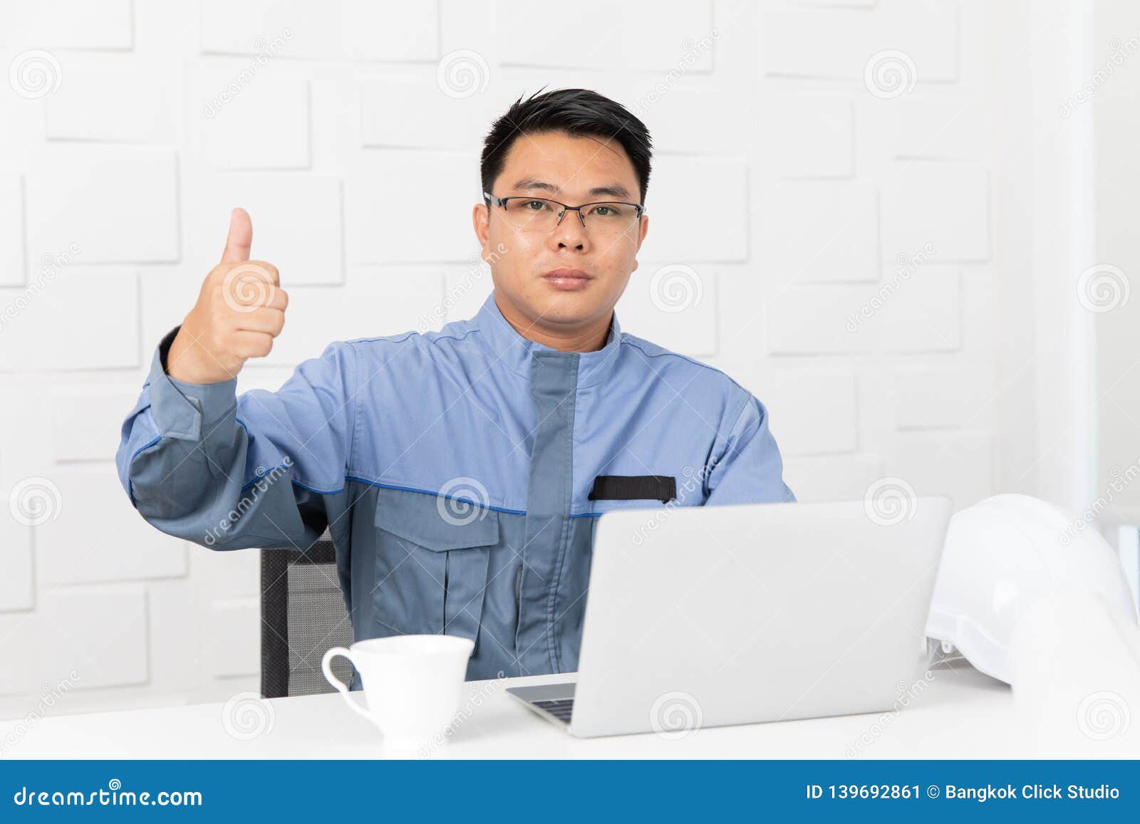 Asian man working stock image. Image of coffee, business - 139692861