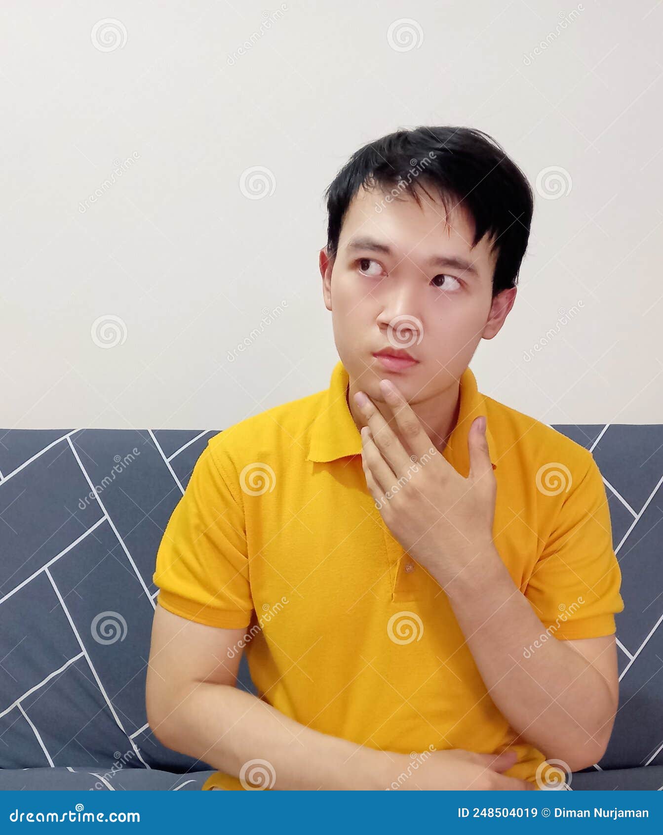 Asian Man Thinking and Questioning Something Stock Image - Image of ...
