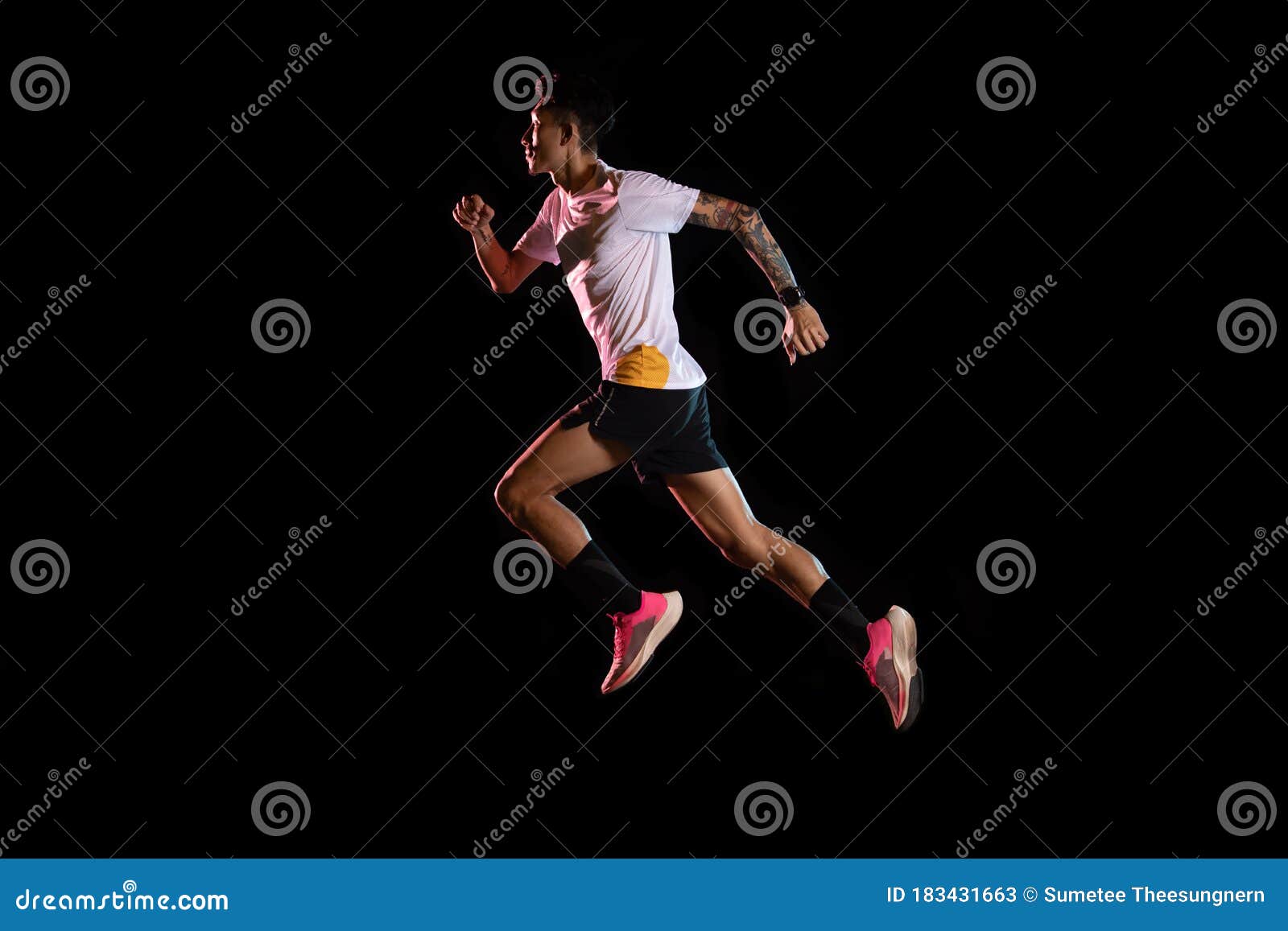 Young Sprinter Before The Race Stands At The Stadium Royalty-Free Stock ...