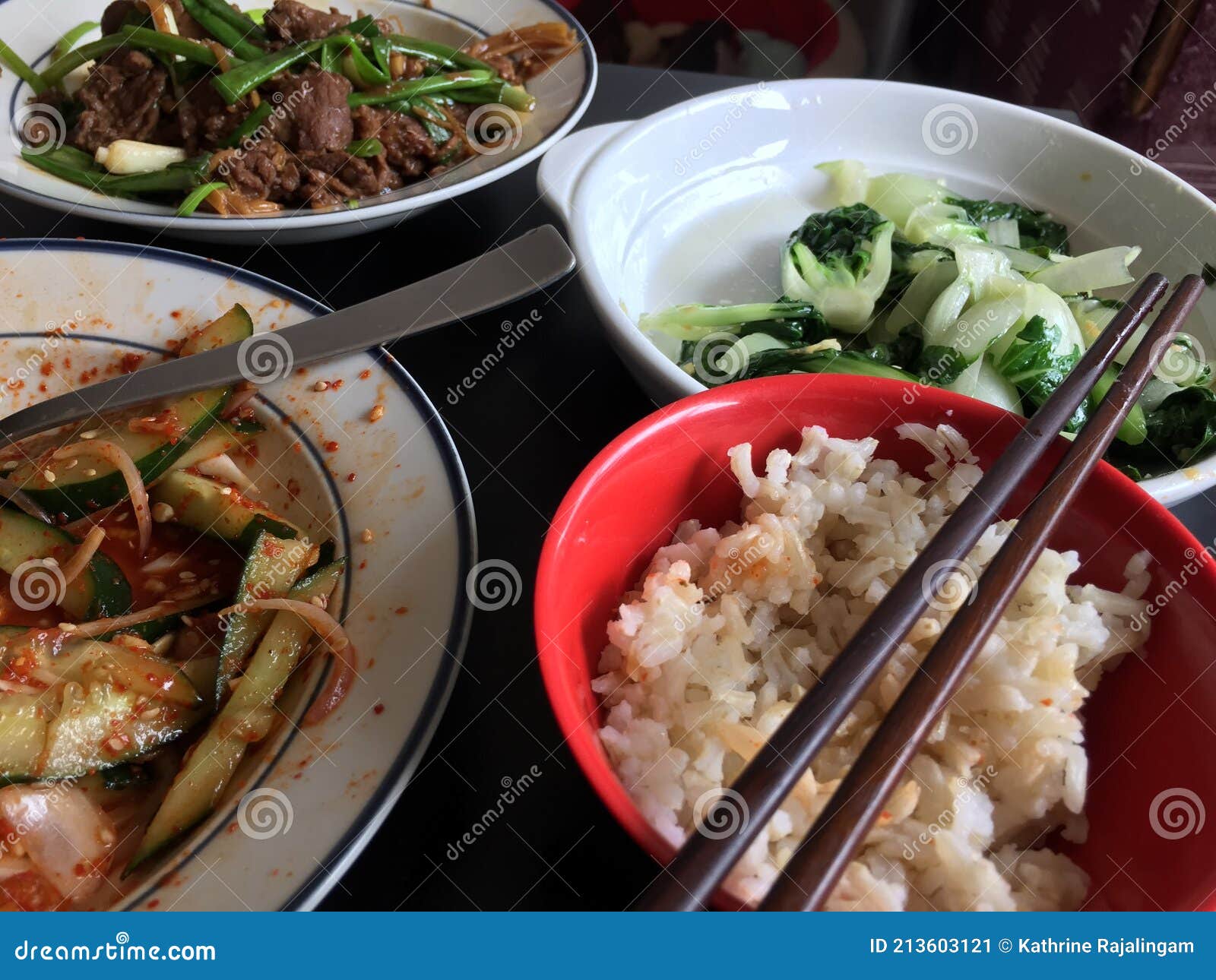 Asian meal stock image. Image of meal, whiterice, cooked - 213603121