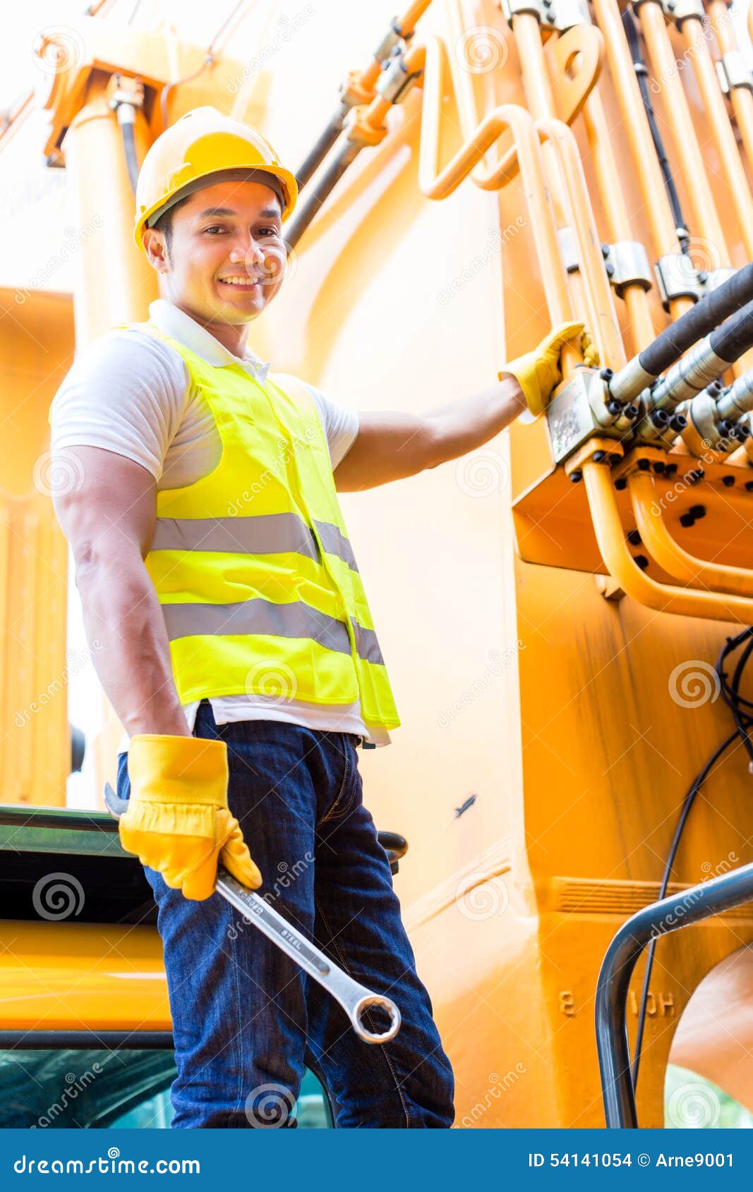 Asian Mechanic at Machine Maintenance Stock Photo - Image of equipment ...
