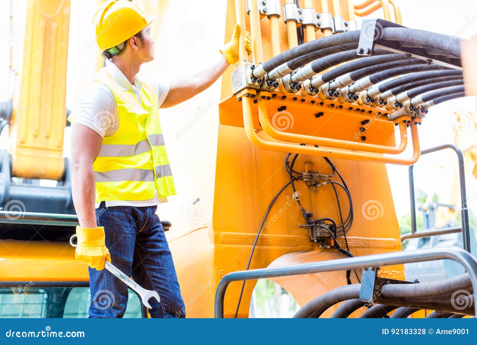 Asian Mechanic at Machine Maintenance Stock Photo - Image of proud ...