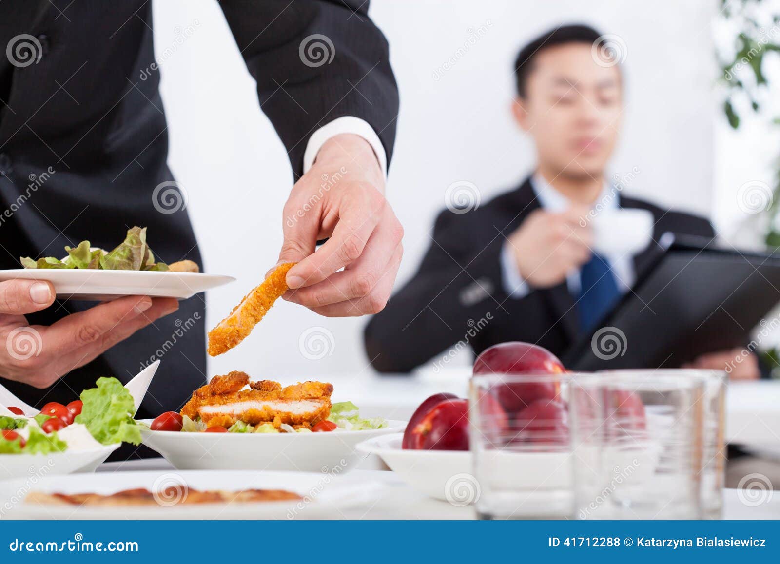 Asian Men during Business Lunch Stock Photo - Image of office ...