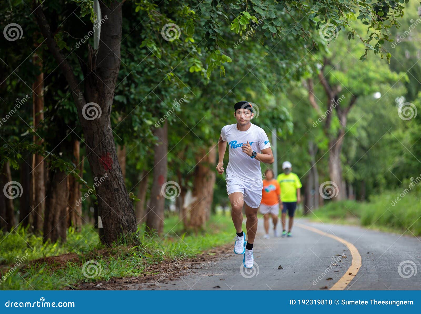 Asian Men Jogging and Running in the Park Stock Photo - Image of asian ...