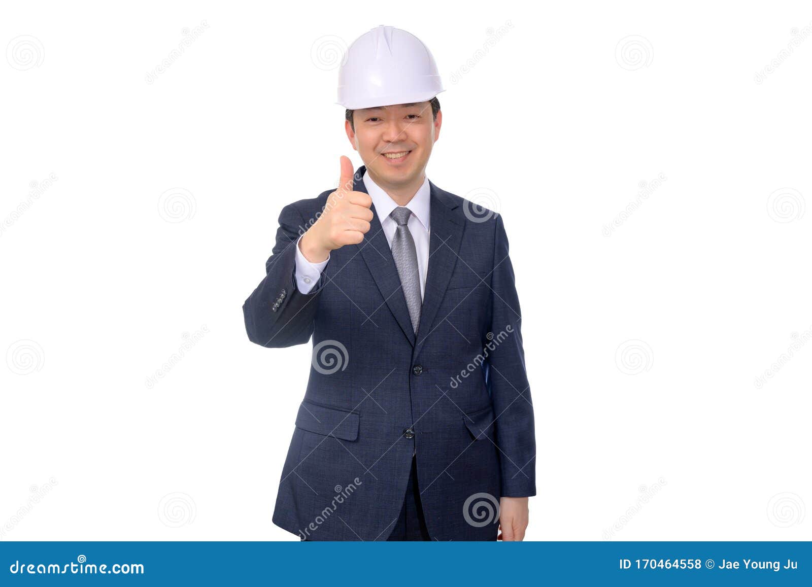 Asian Middle-aged Businessman Making Hand Gestures on a White ...