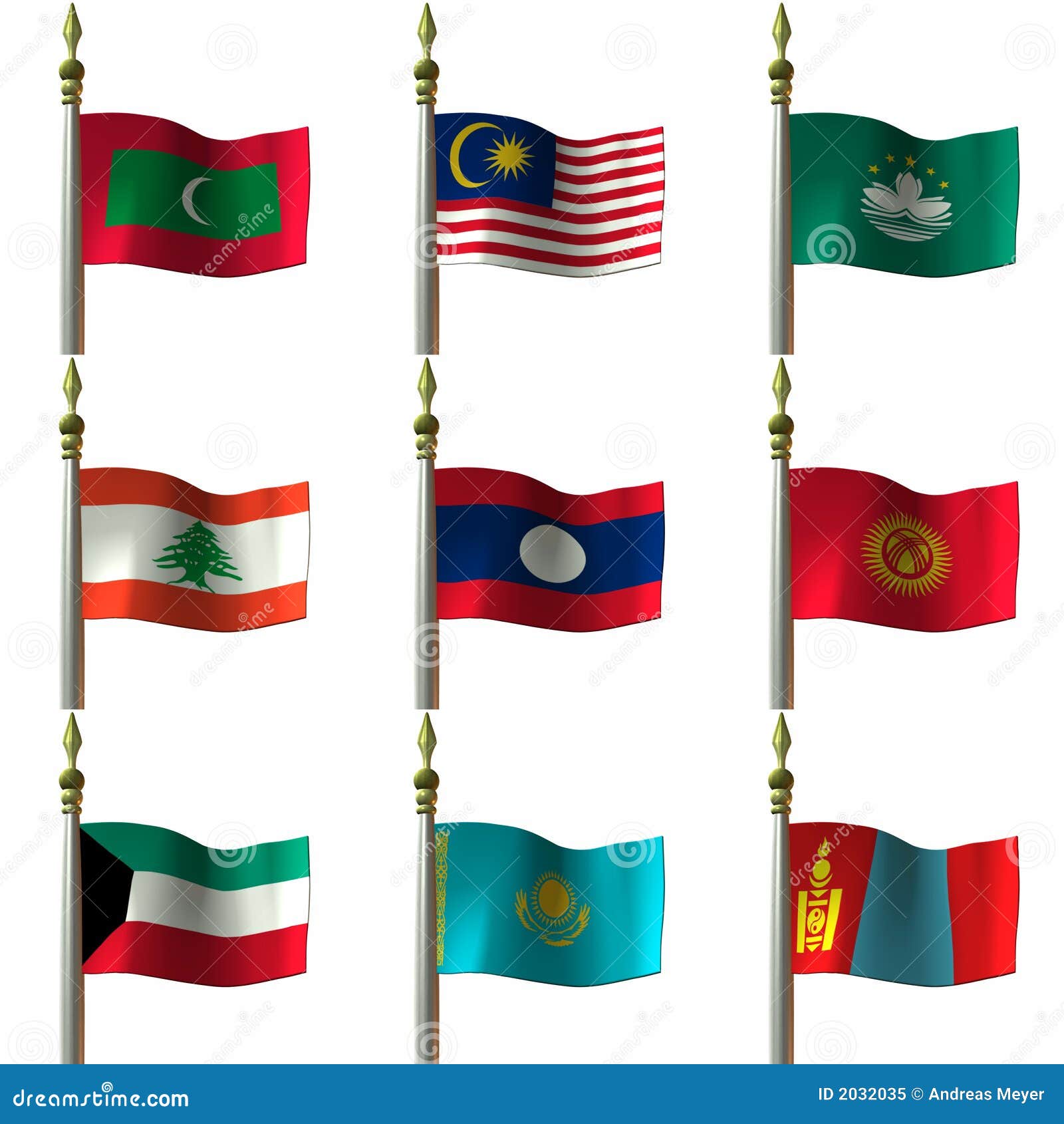Asian and Middle Eastern Flags Stock Illustration - Illustration of ...