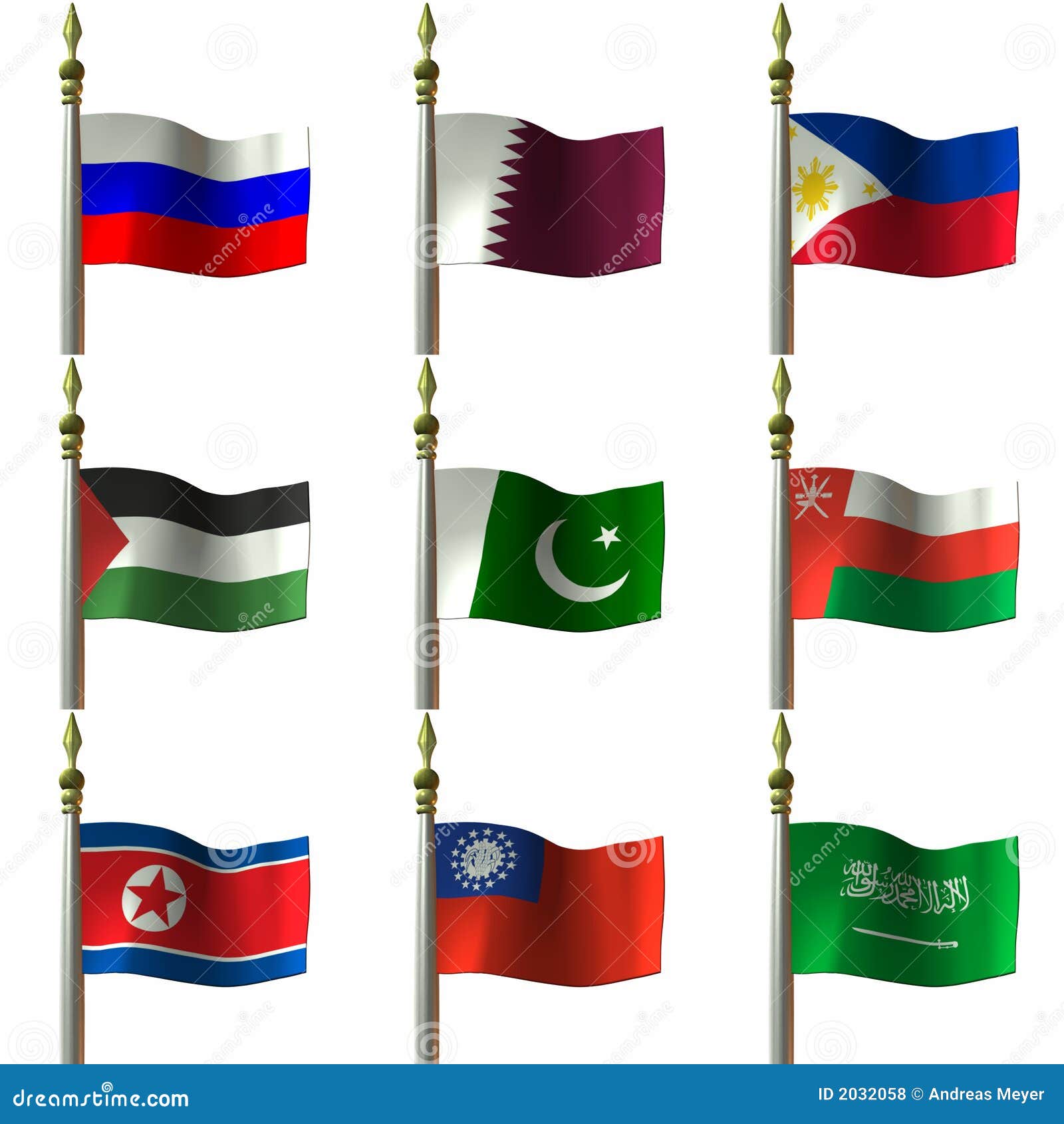 Asian and Middle Eastern Flags Stock Illustration - Illustration of ...
