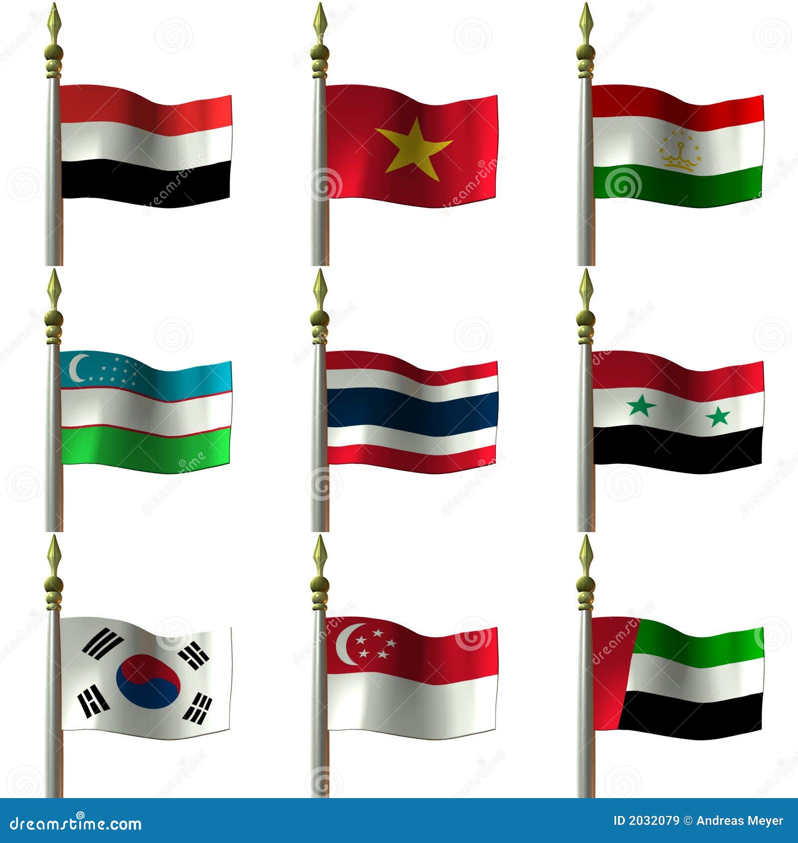 Asian and Middle Eastern Flags Stock Illustration - Illustration of ...