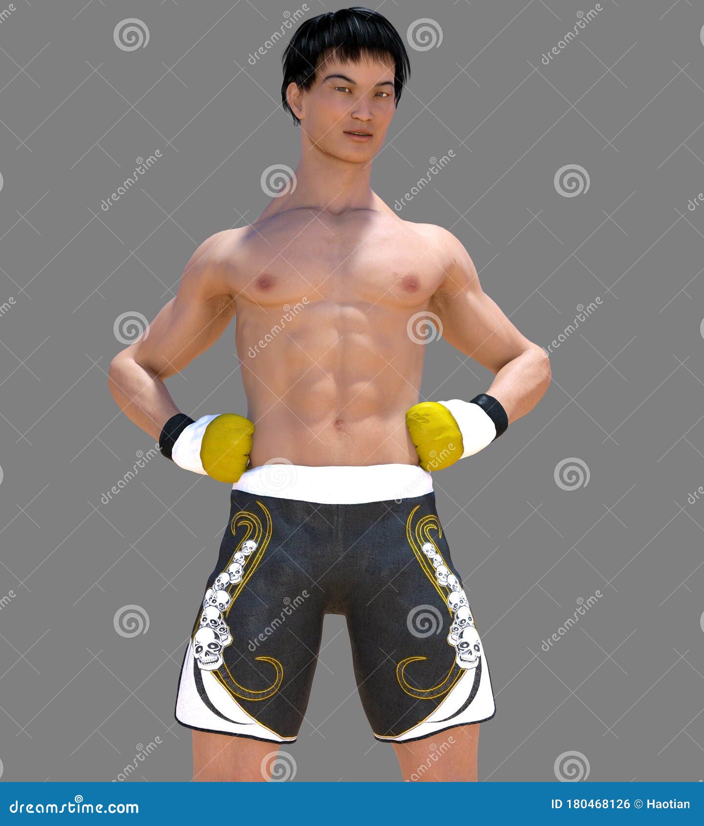 Asian Mixed Martial Artist 3D Render Stock Illustration - Illustration ...