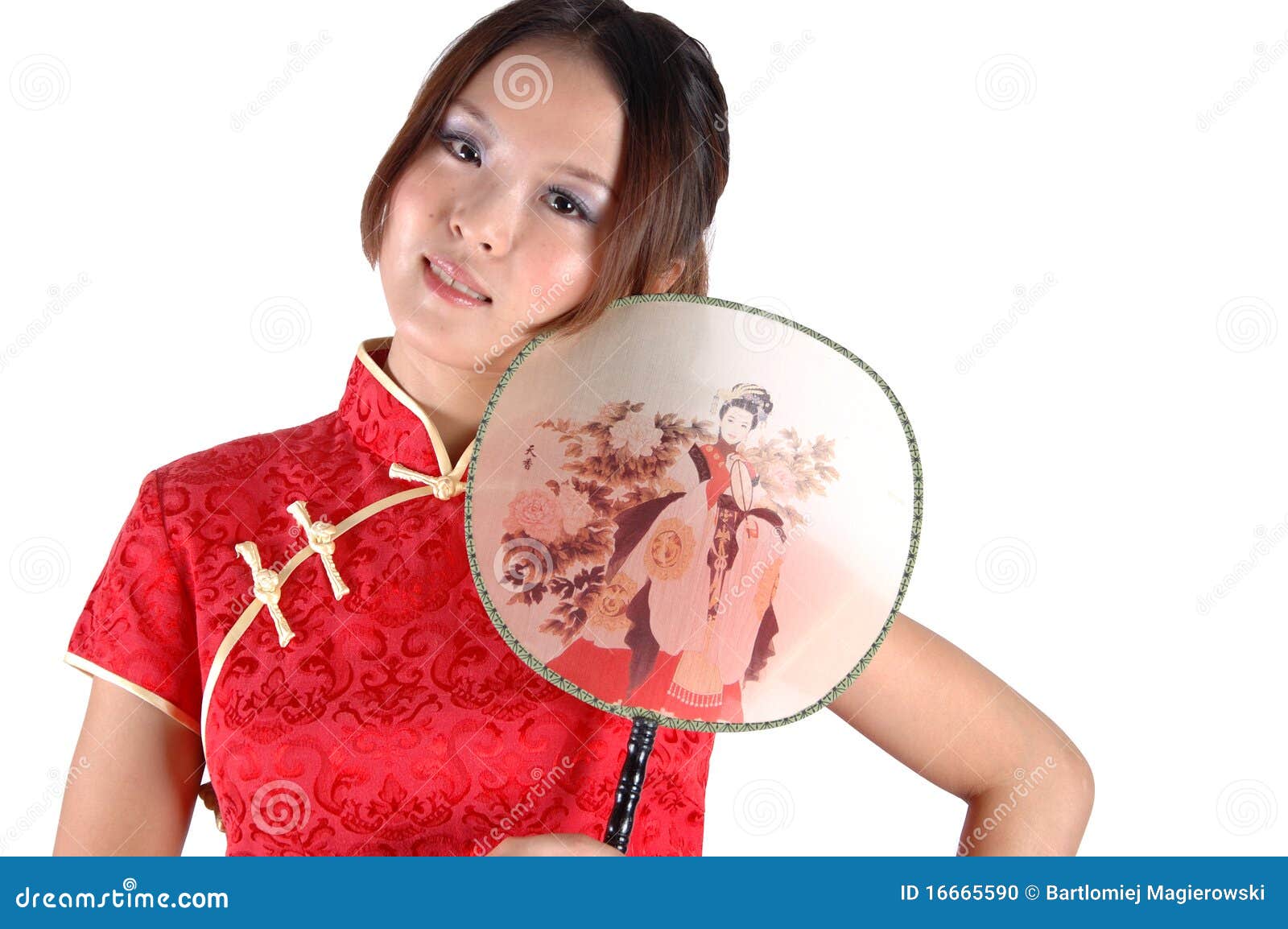 Asian model with fan stock photo. Image of standing, chinese - 16665590