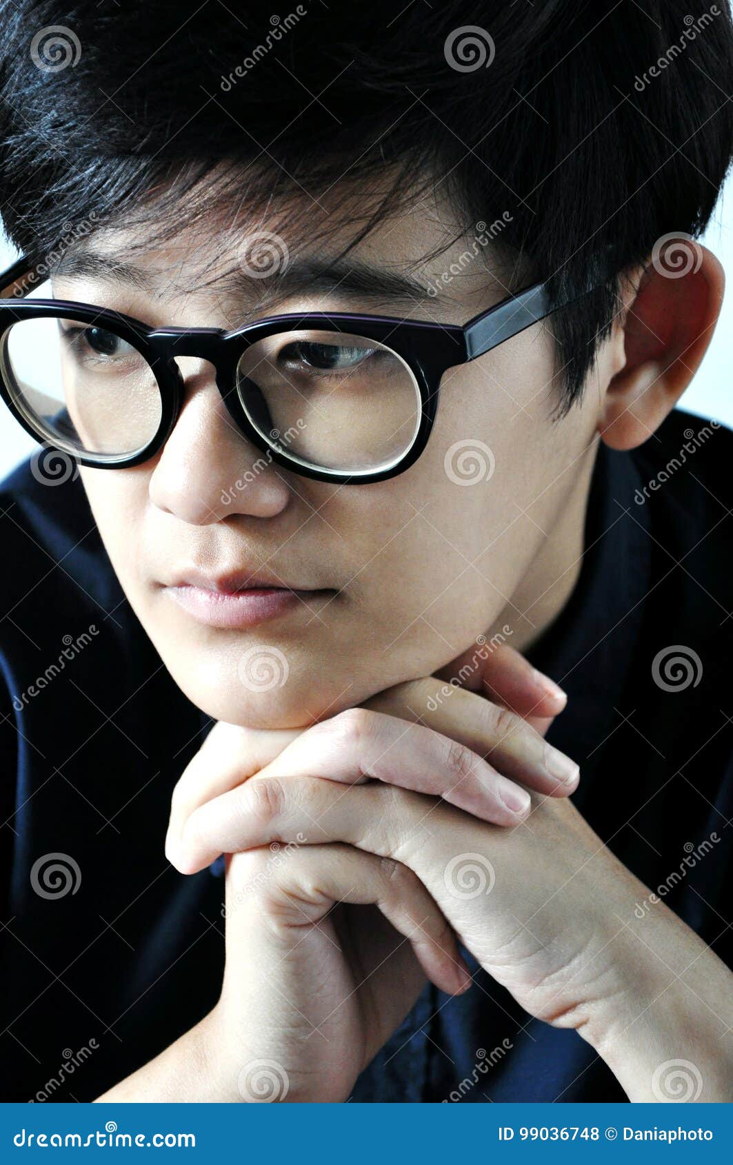 Asian Model Thinking with Worry Face Stock Photo - Image of hand ...