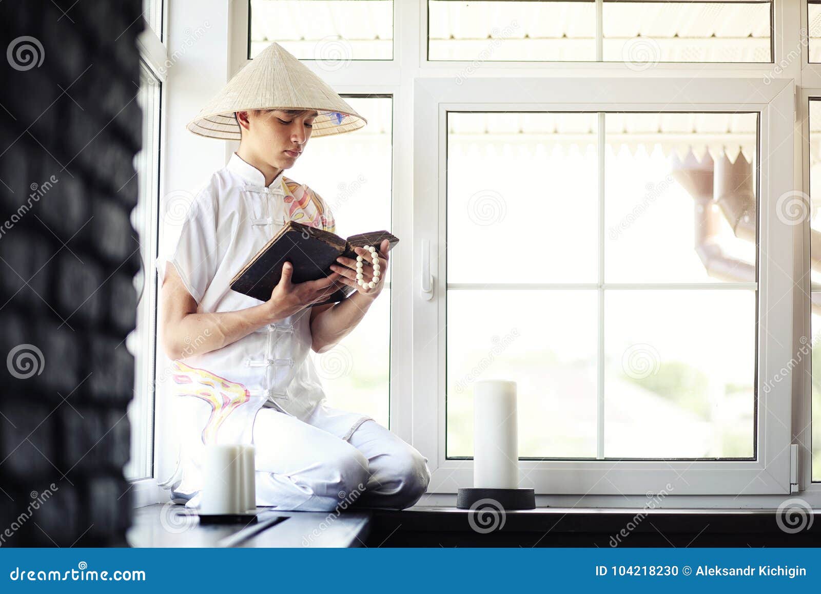 Asian Monk Reading an Old Book Stock Photo - Image of people, monk ...