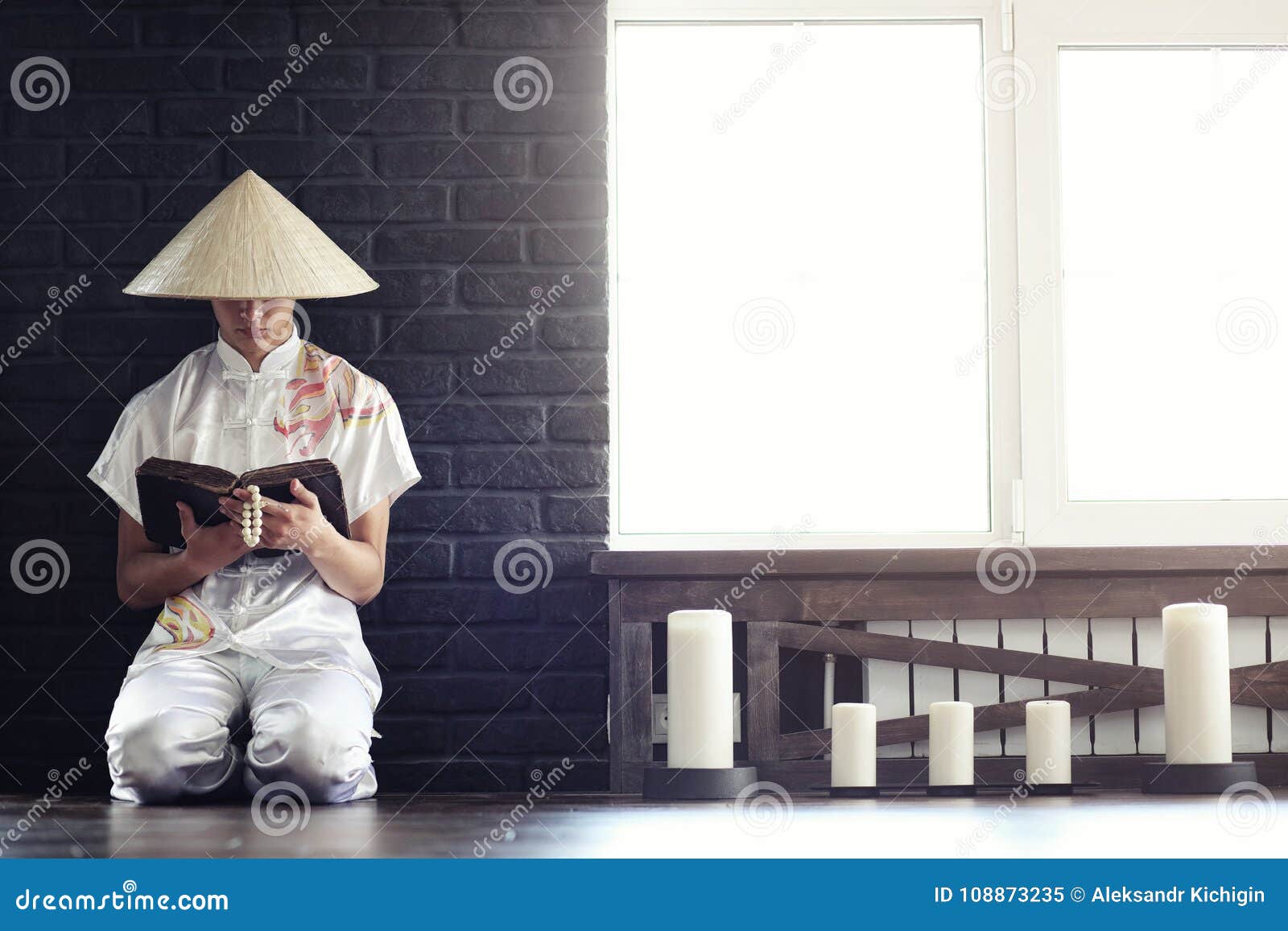 Asian Monk Reading an Old Book Stock Image - Image of japan, asia ...