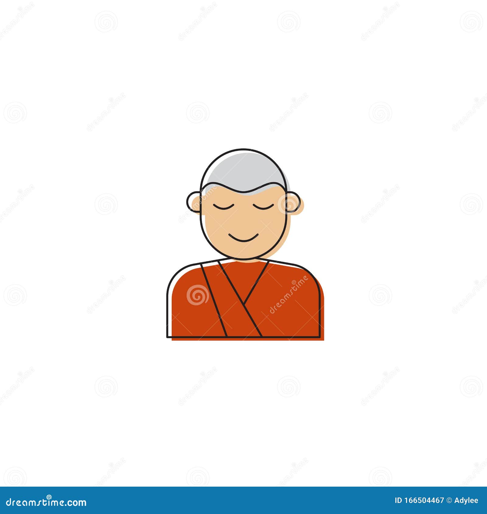 Monk Set. Vector Set Of Cute Buddhist Monks Wearing Simple Yellow Robe ...