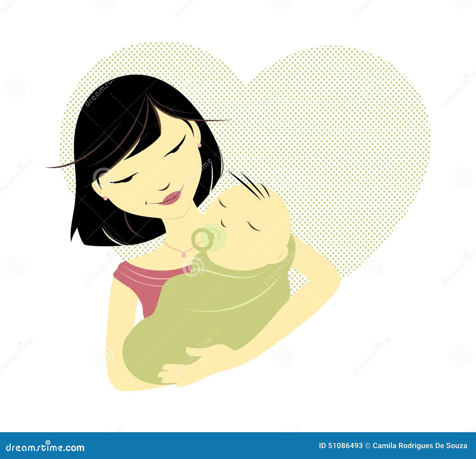 Asian Mother And Son Observing Scene Together 2D Line Characters ...