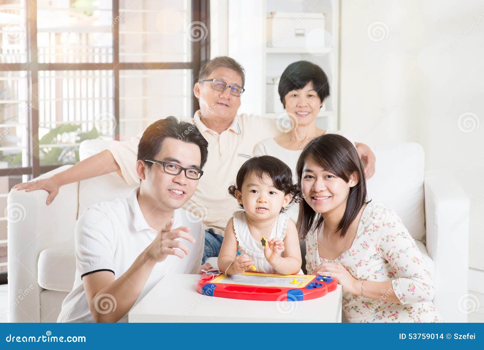 Asian Multi Generation Family Relaxing Stock Photo - Image of elderly ...