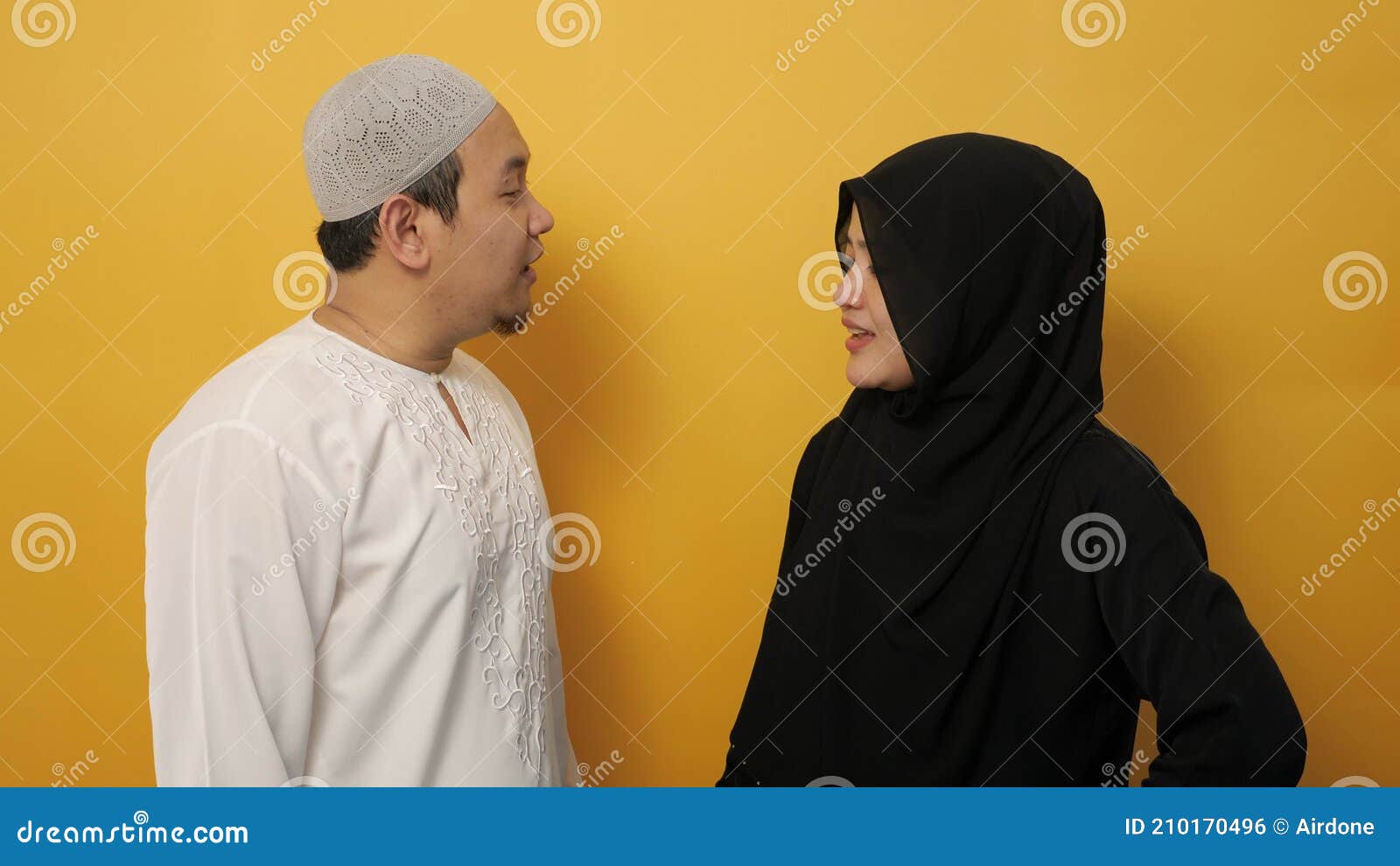 Asian Muslim Couple Husband And Wife Having Fight Argue And Screaming