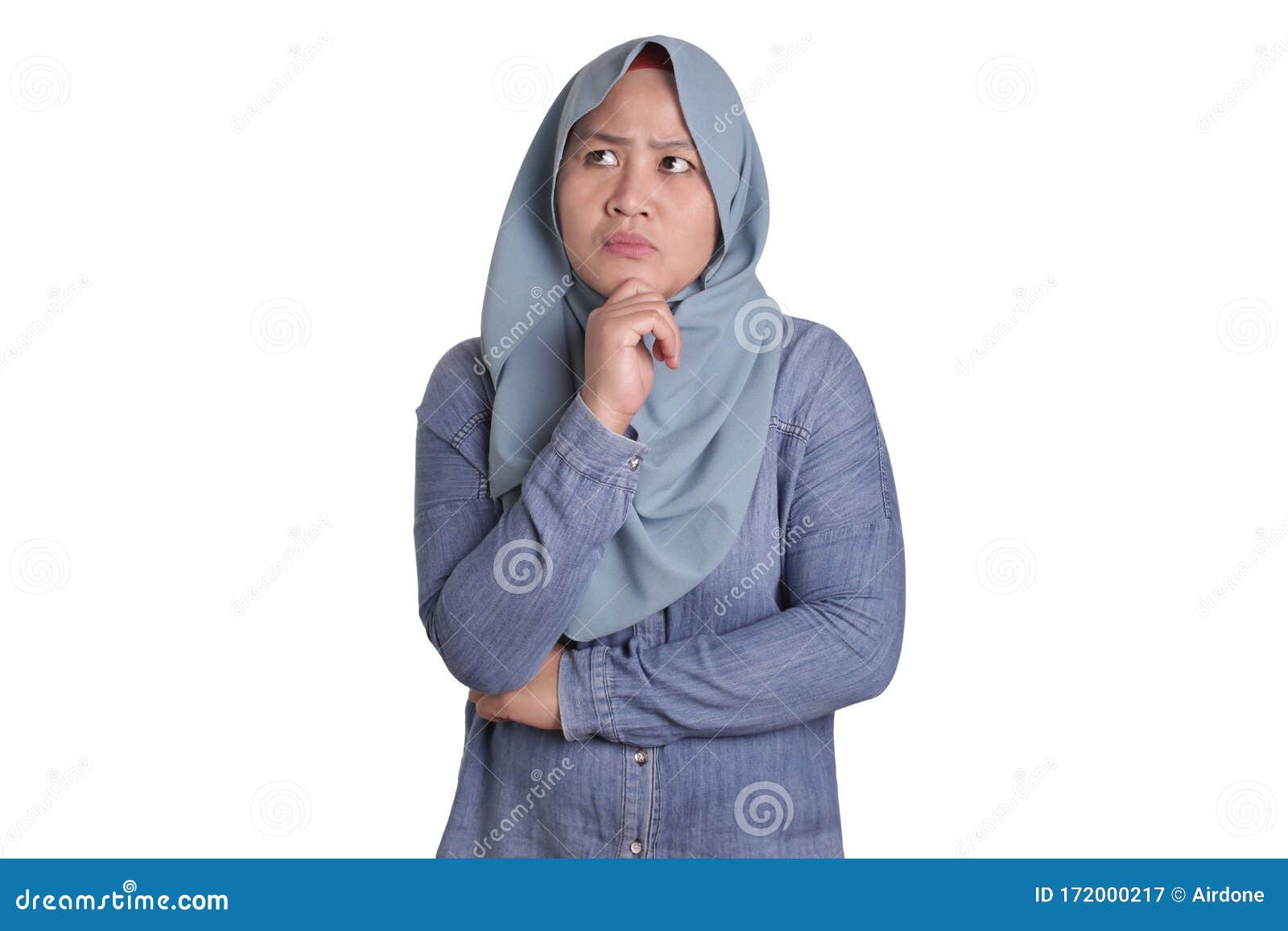 Muslim Woman Thinking Something Stock Image - Image of hard, gesture ...