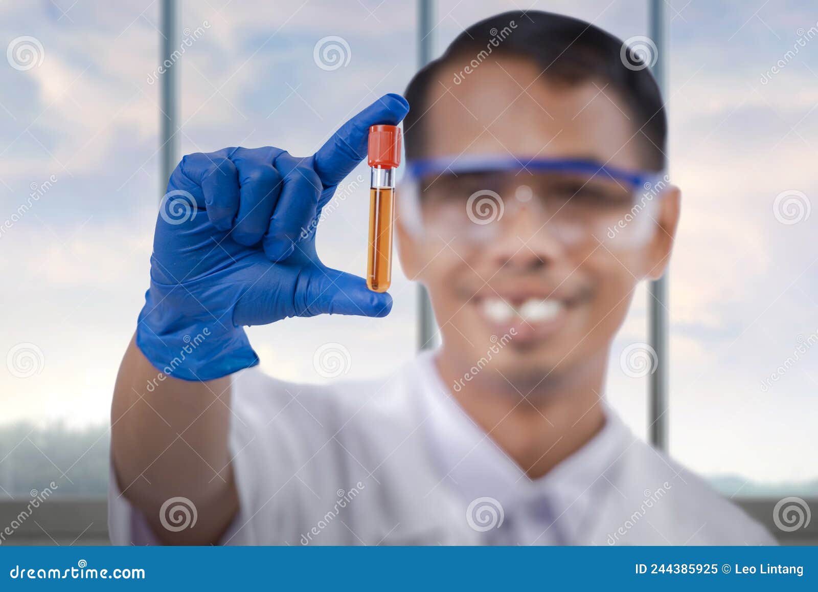Asian Nerd Scientist Holding a Sample Tube Stock Image - Image of ...