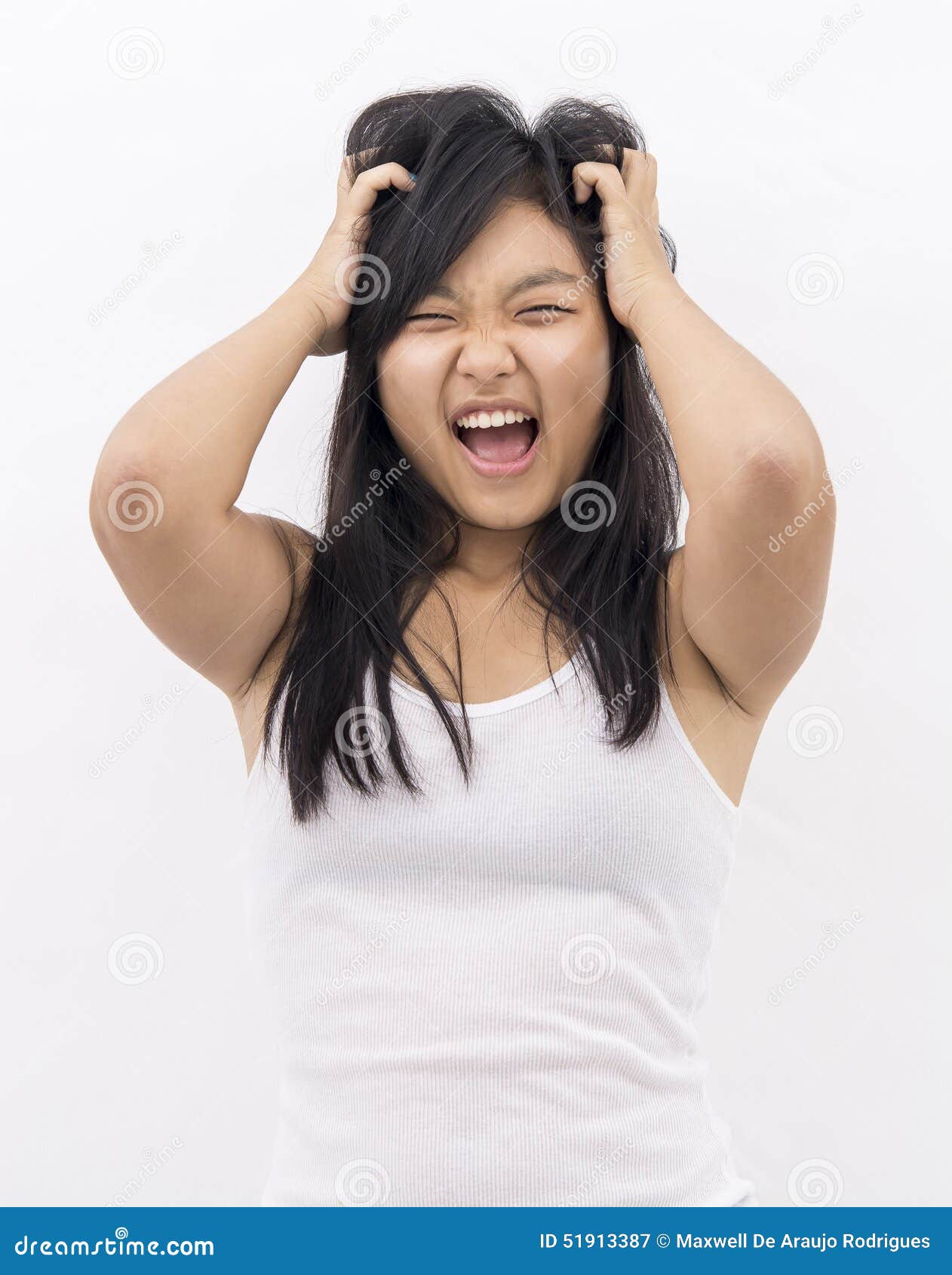 Asian Neurotic Girl Angry Screaming Stock Image Image Of Facial
