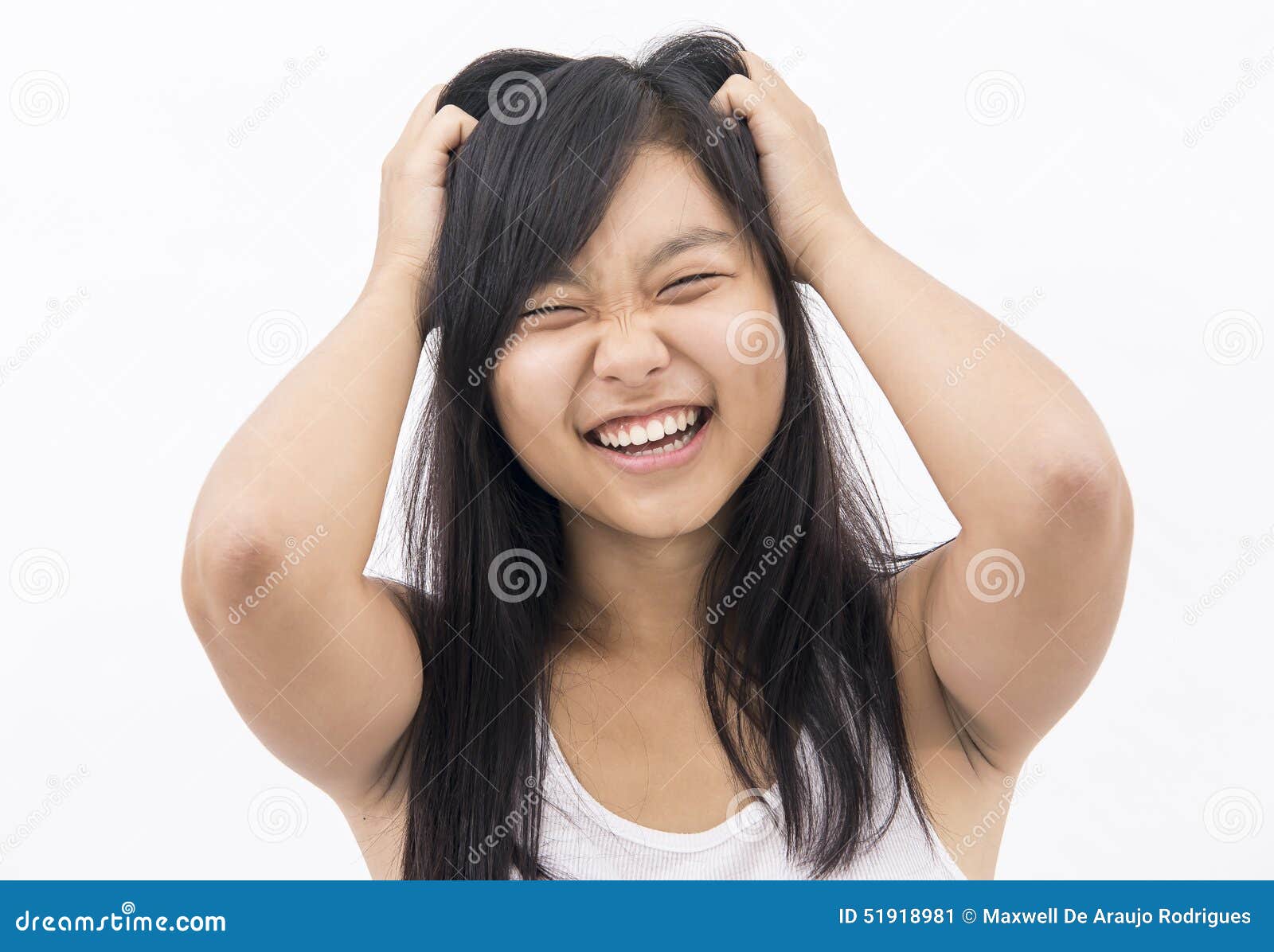 Asian Neurotic Girl Screaming after a Mistake Stock Image - Image of ...