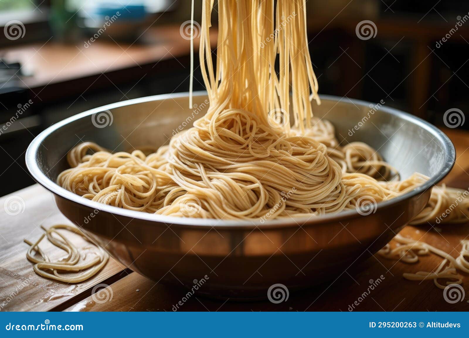 Asian Noodle Strands Tangled Together in a Bowl Stock Illustration ...