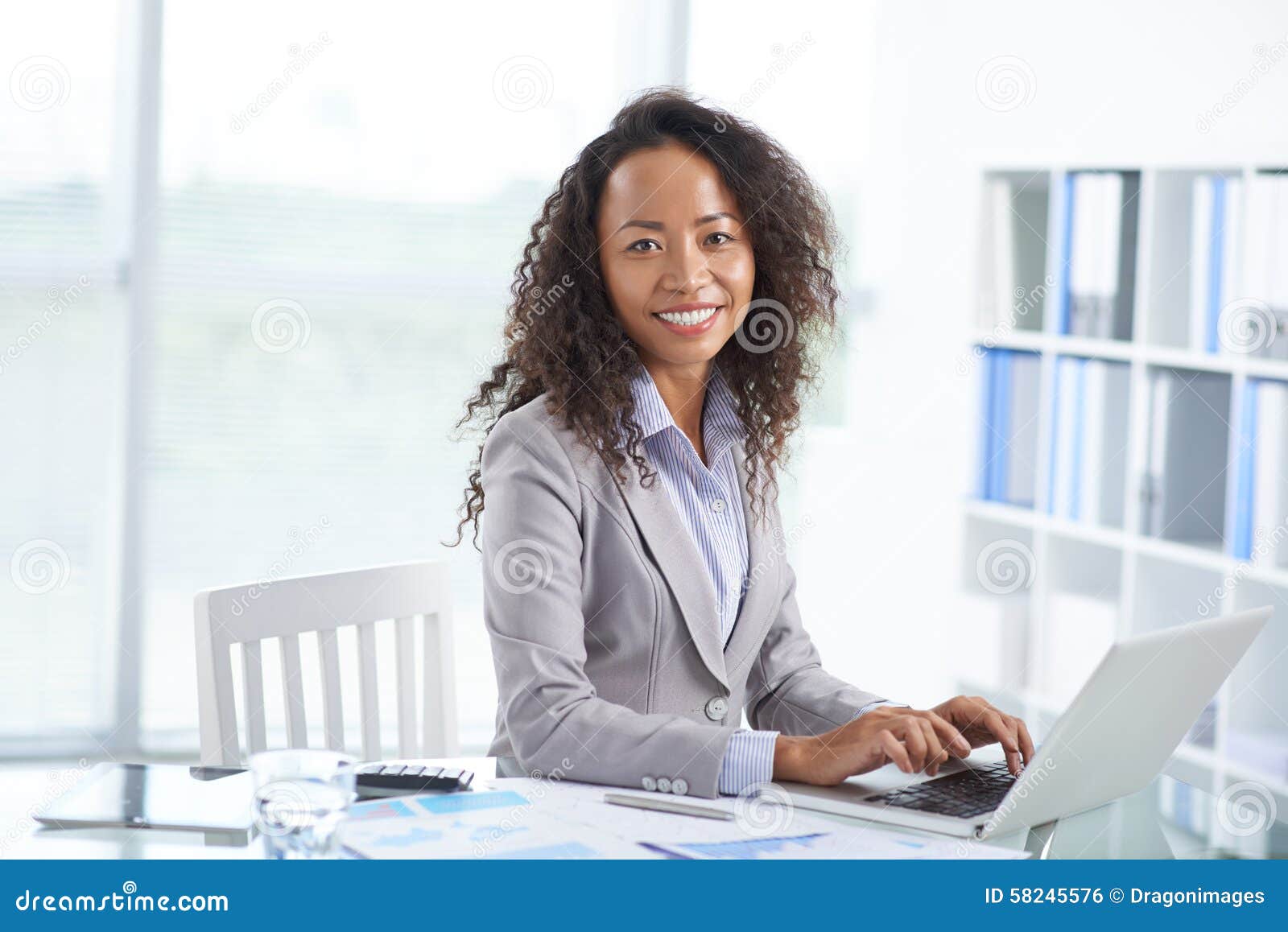 Asian office manager stock photo. Image of internet, portrait - 58245576