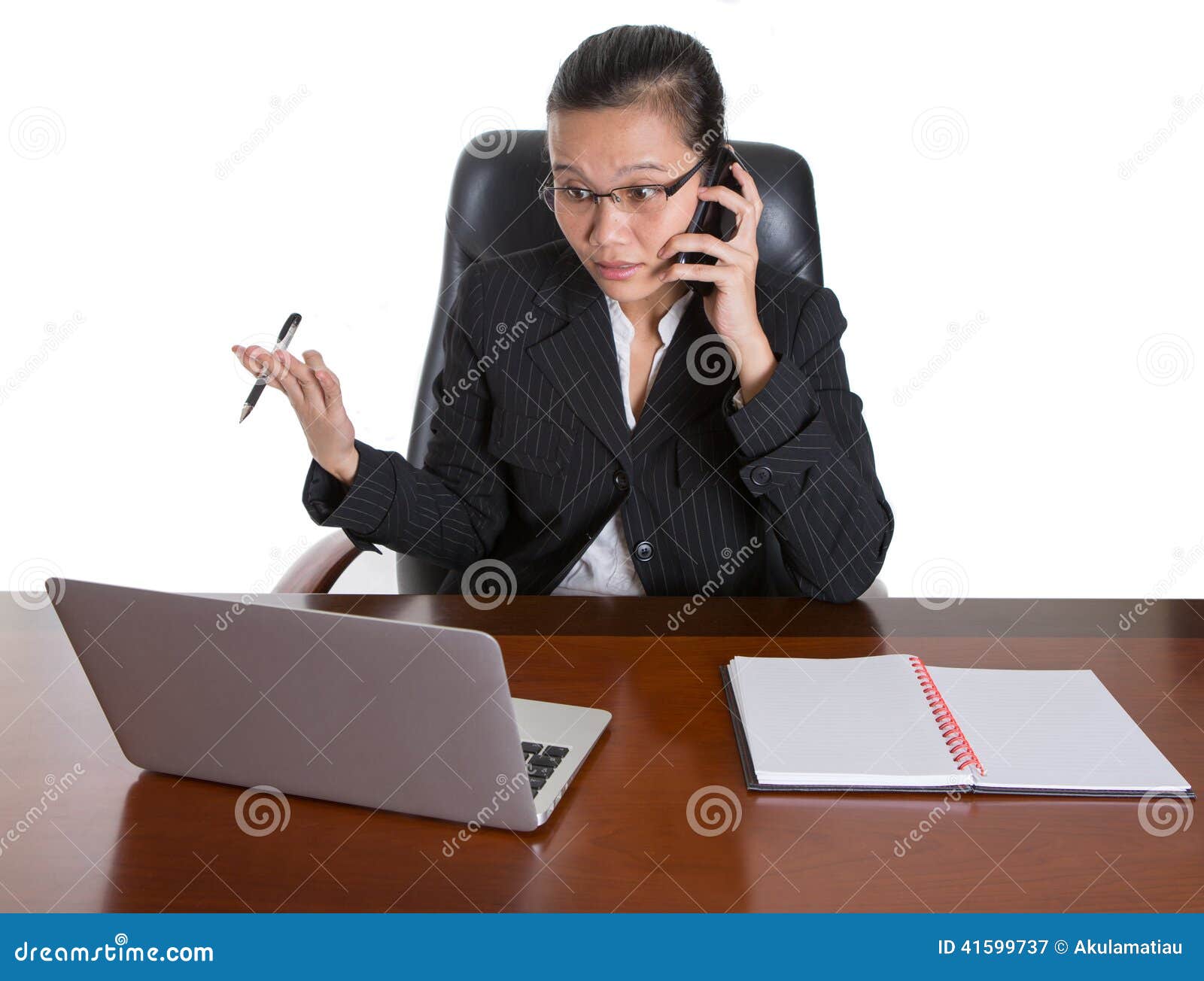 Asian Office Worker with Under Pressure Expression I Stock Image ...