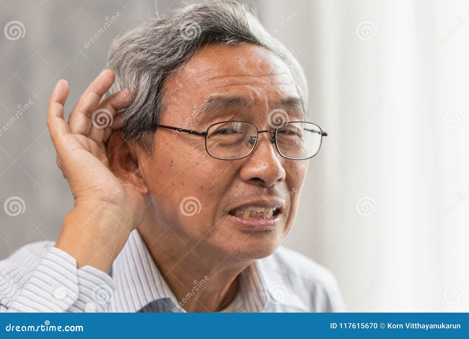 Old Man with Deaf Hearing Problems Stock Photo - Image of disease, care ...