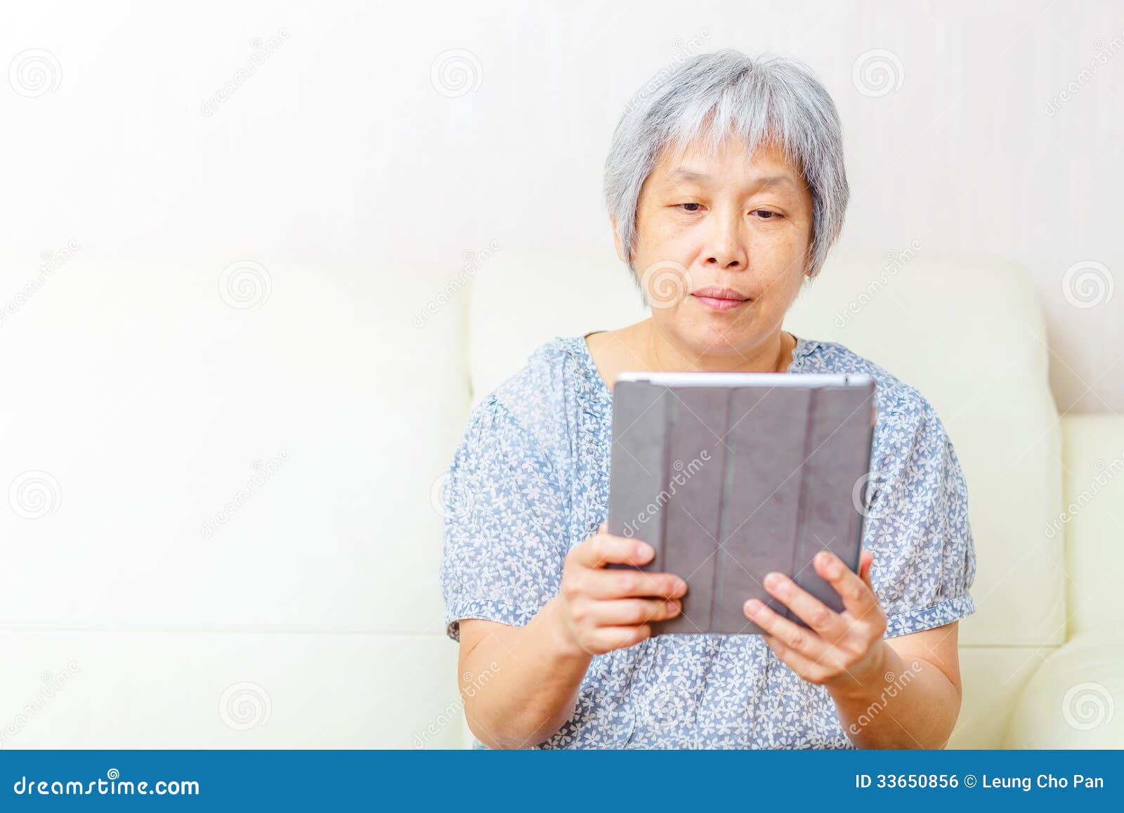 Asian Old Woman Using Tablet Stock Photo - Image of computer, woman ...