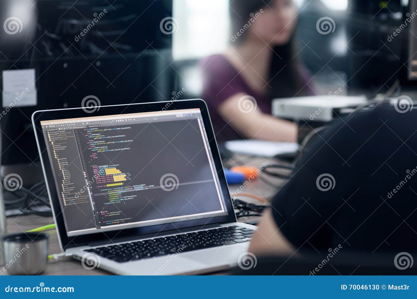 Asian Outsource Developer Team Sitting at Desk Working Laptop Stock ...