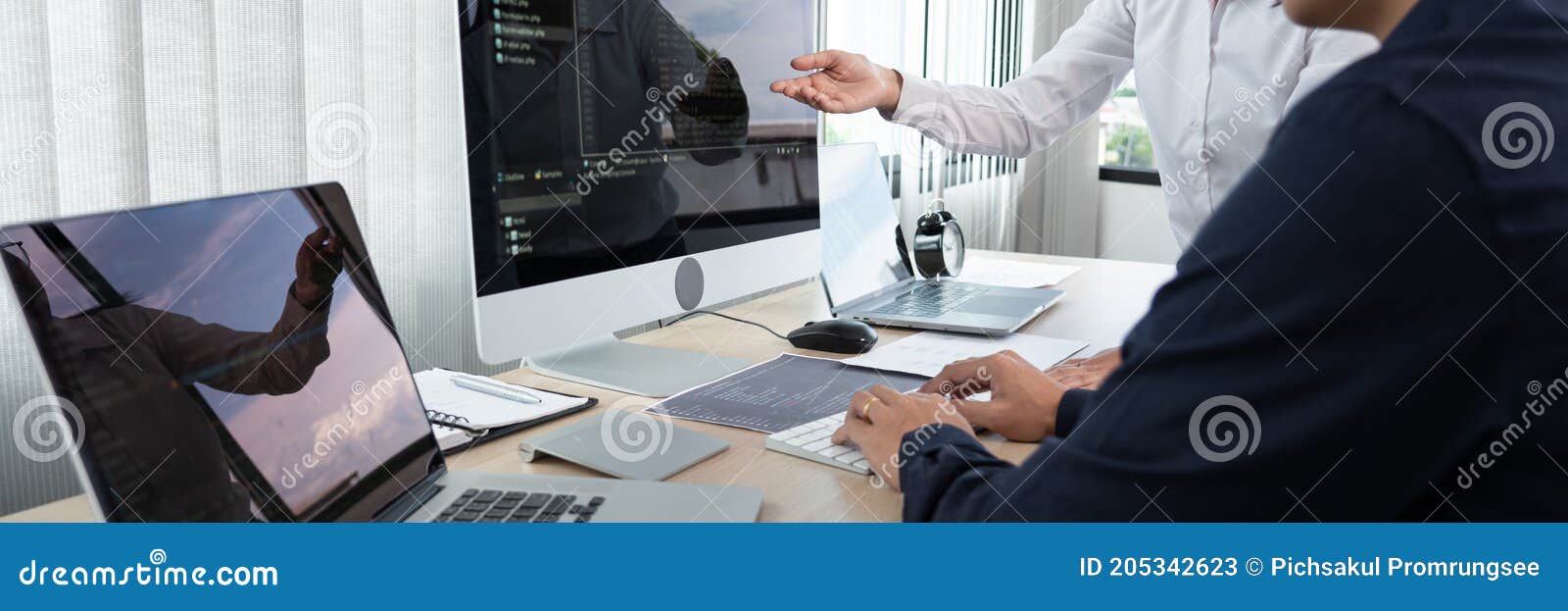 Asian Outsource Software Engineer Developer Team Working Code To Find ...