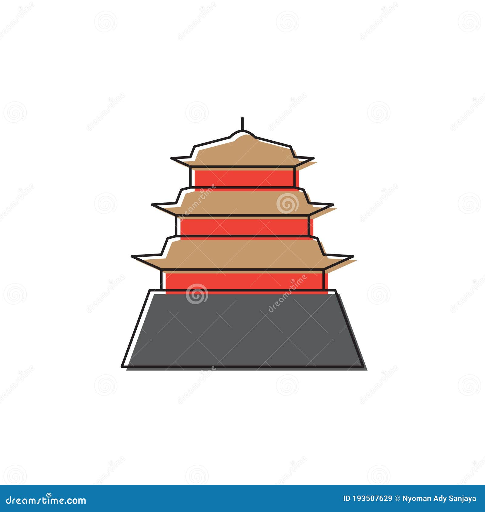 Asian Pagoda Vector Icon Symbol Architecture Isolated on White ...