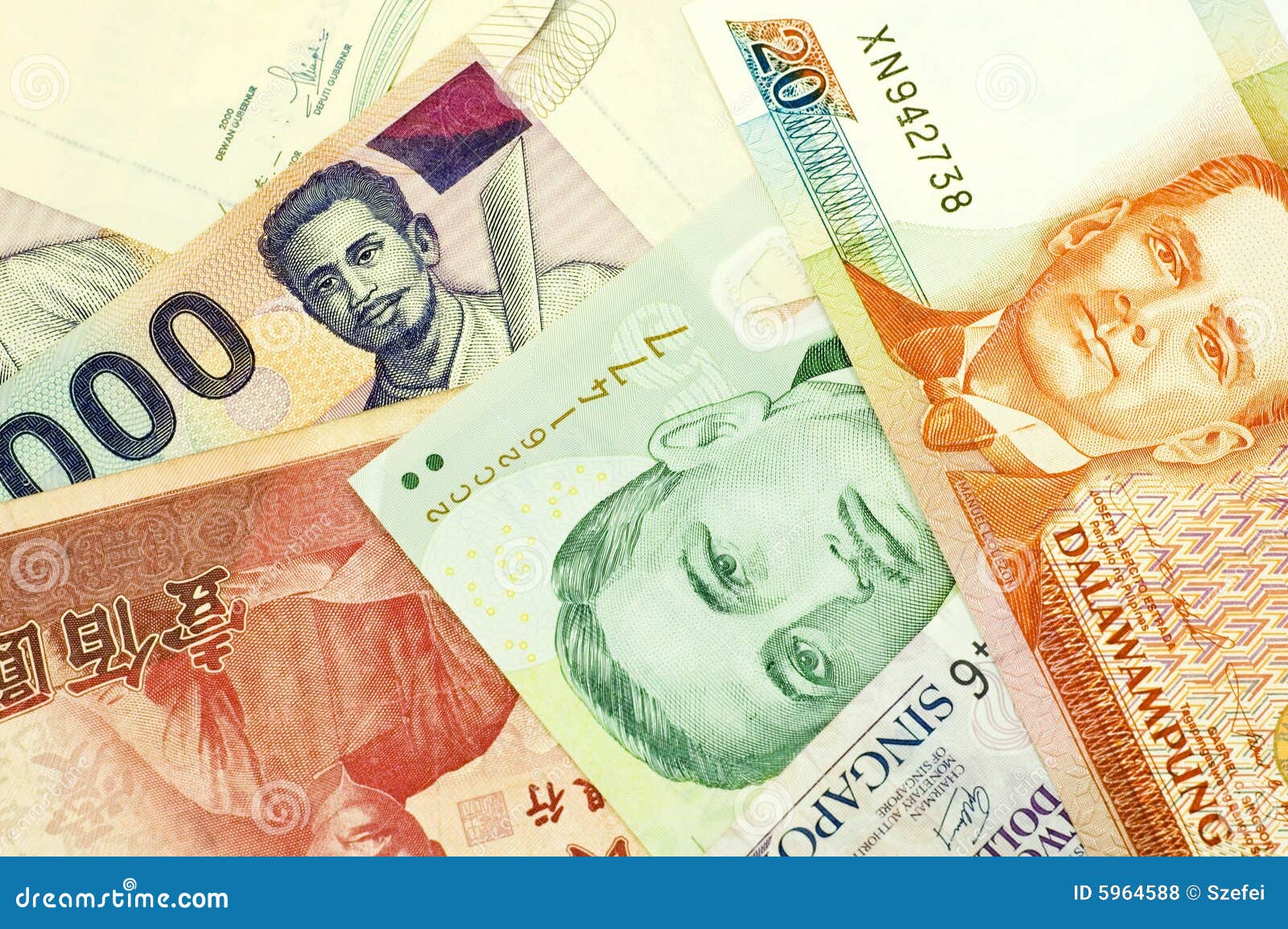 Asian Paper Currencies stock photo. Image of exchange - 5964588