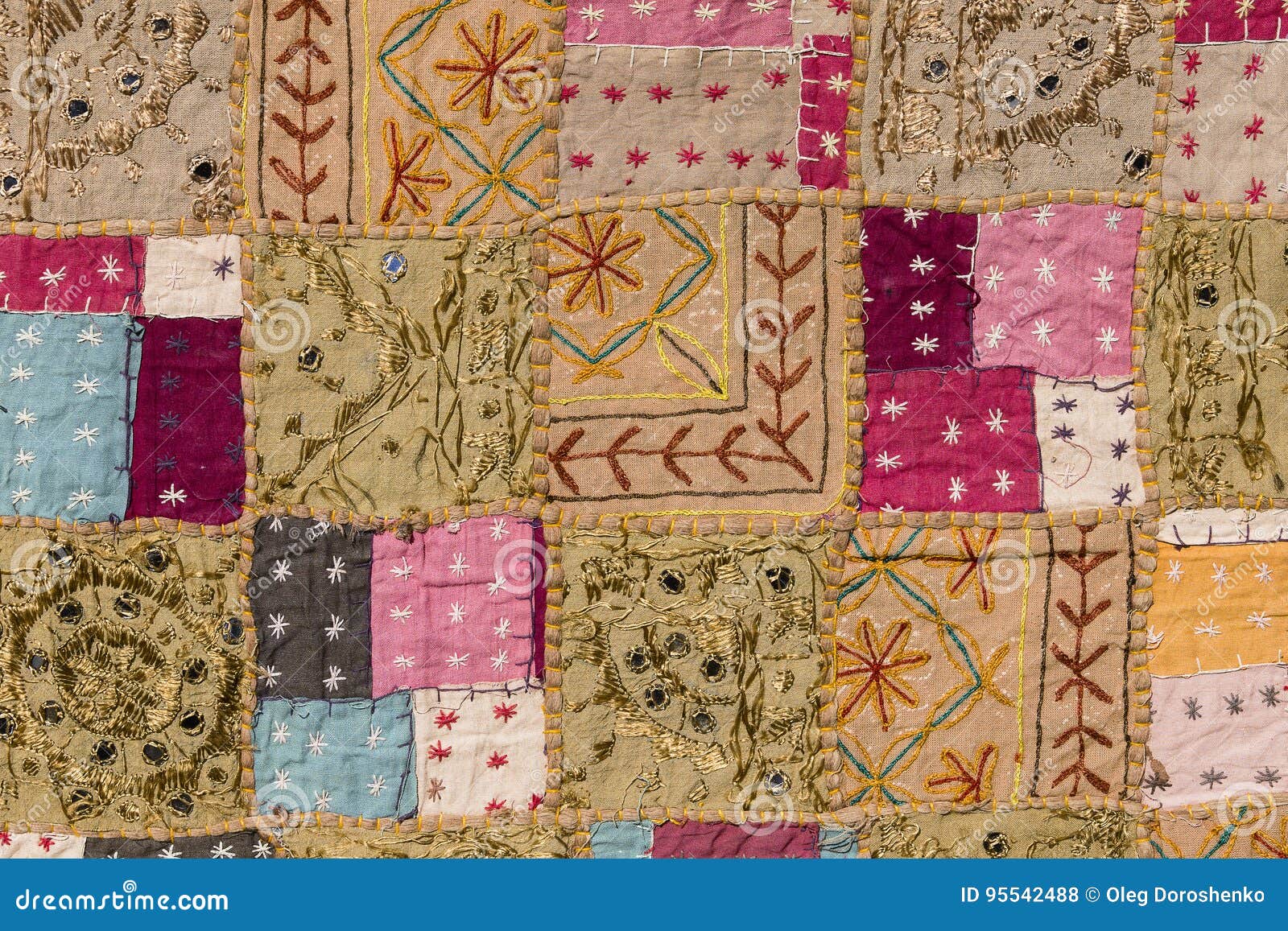 Asian Patchwork Carpet in Rajasthan, India. Stock Photo - Image of ...