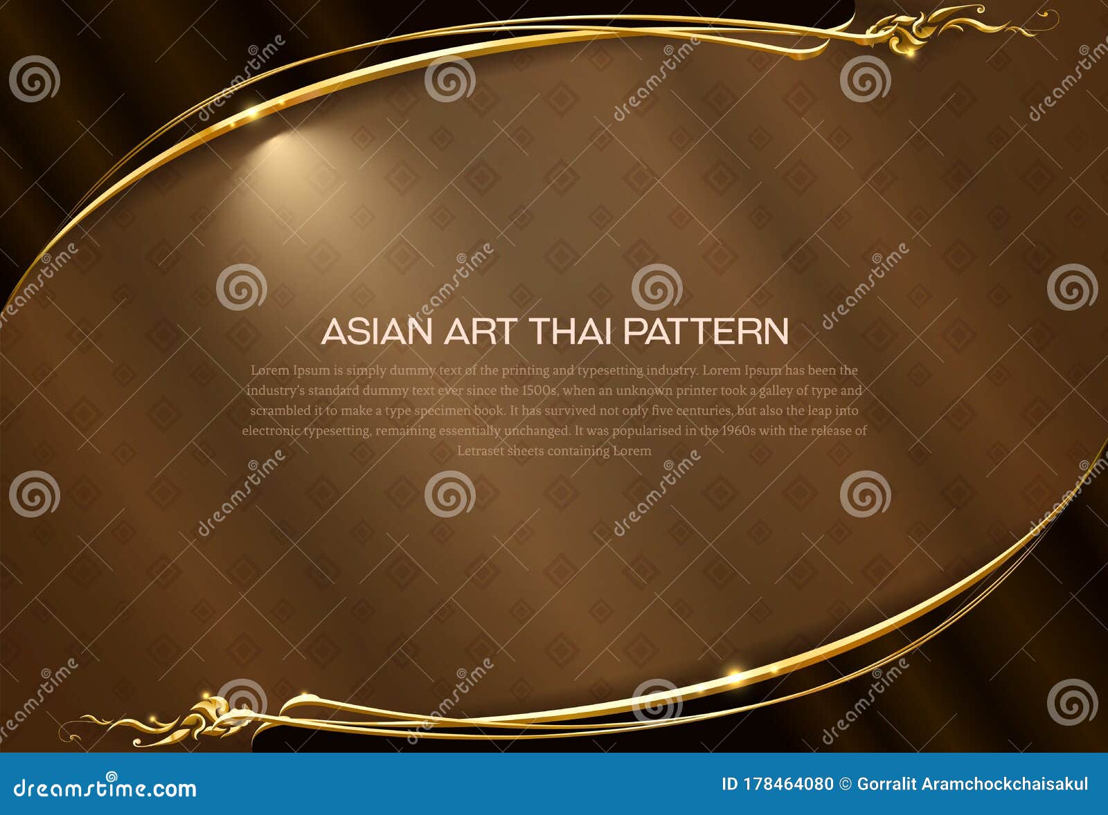 Asian Pattern Background Thai Art Frame Border Vector Illustration ...